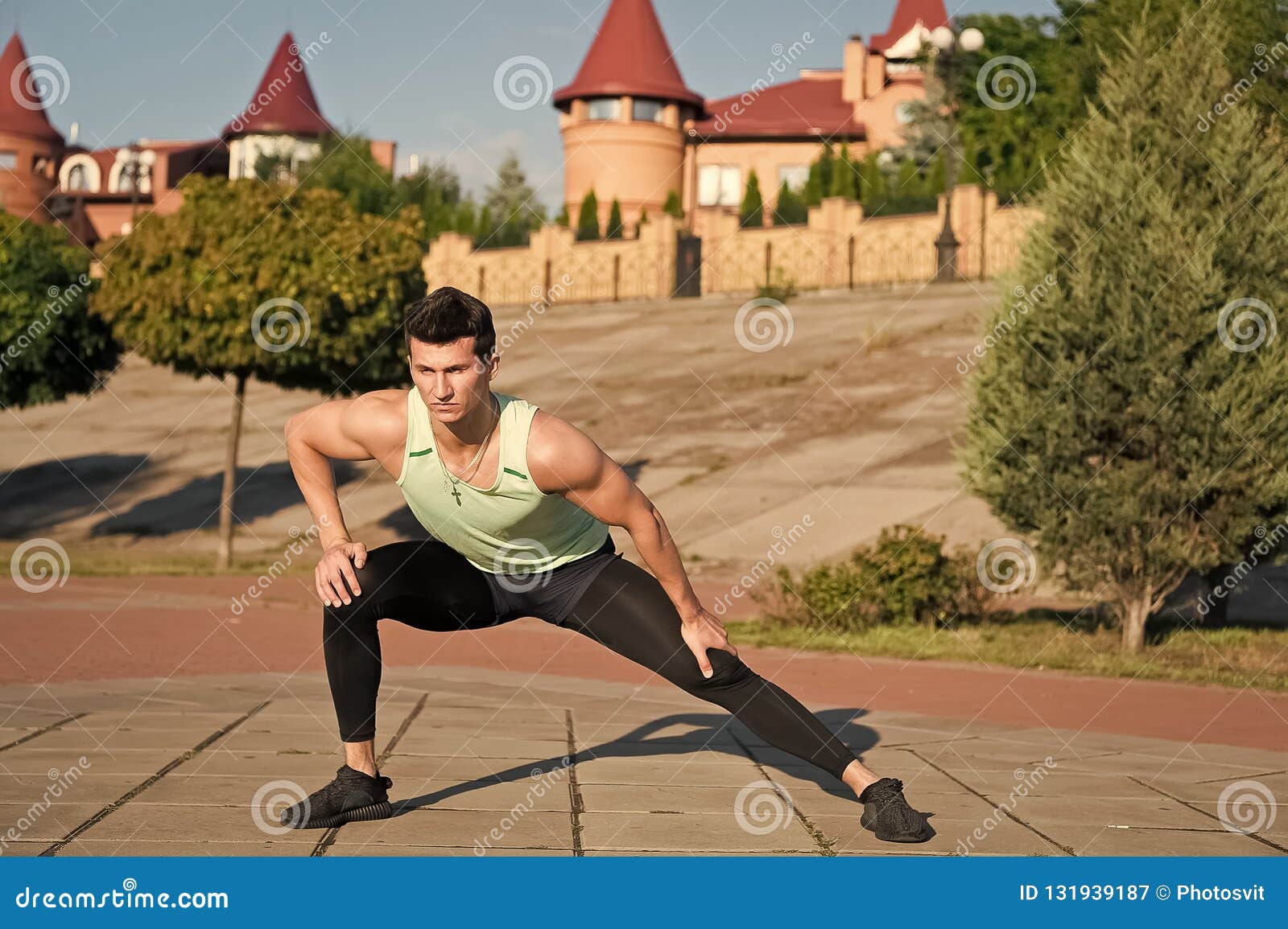 Man Stretching and Warming Up Muscles before Workout Stock Image ...