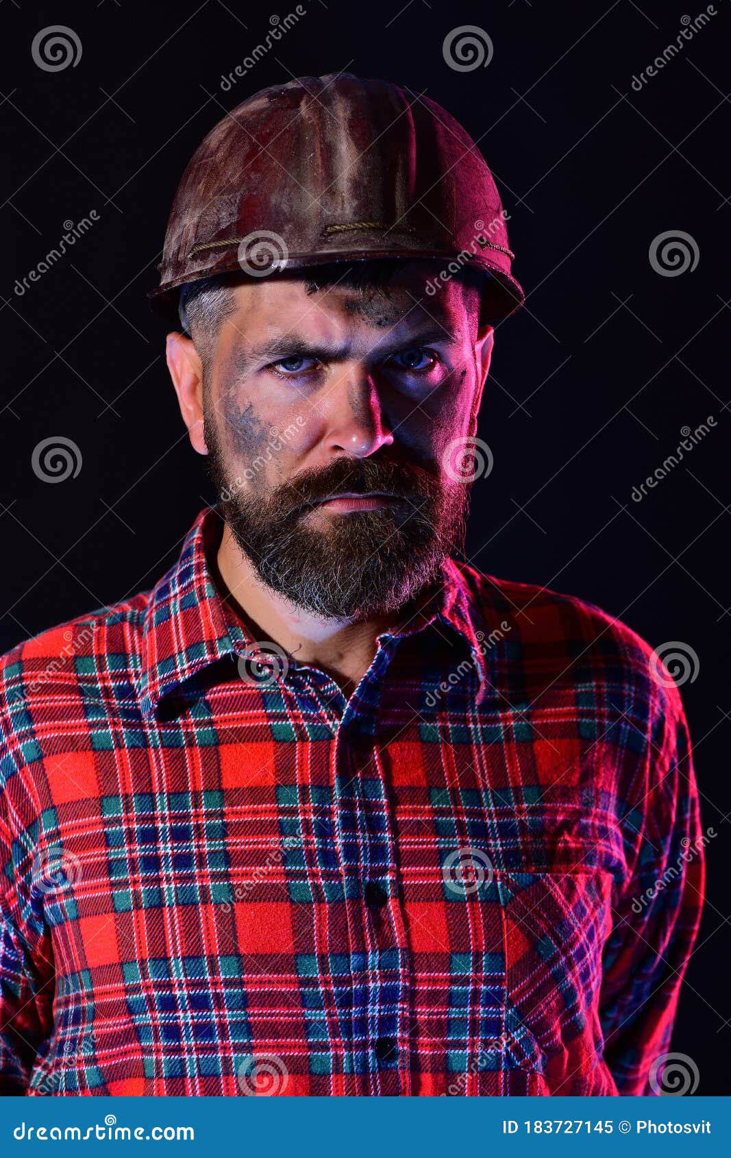 Man with Strict Face Expression Isolated on Black Background Stock ...