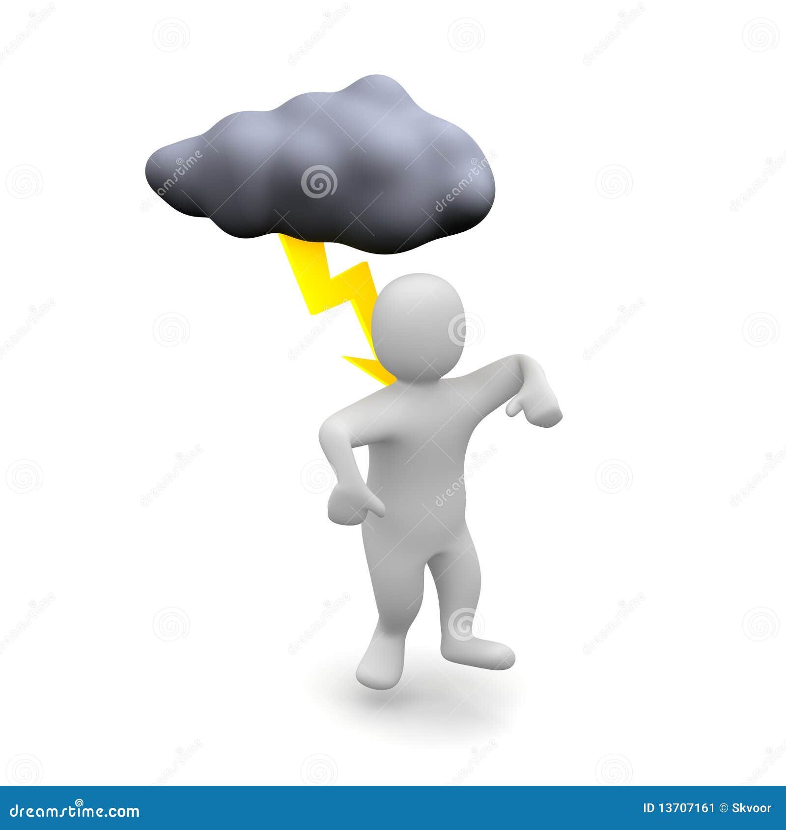 Man striked by lighting stock illustration. Illustration of guys - 13707161