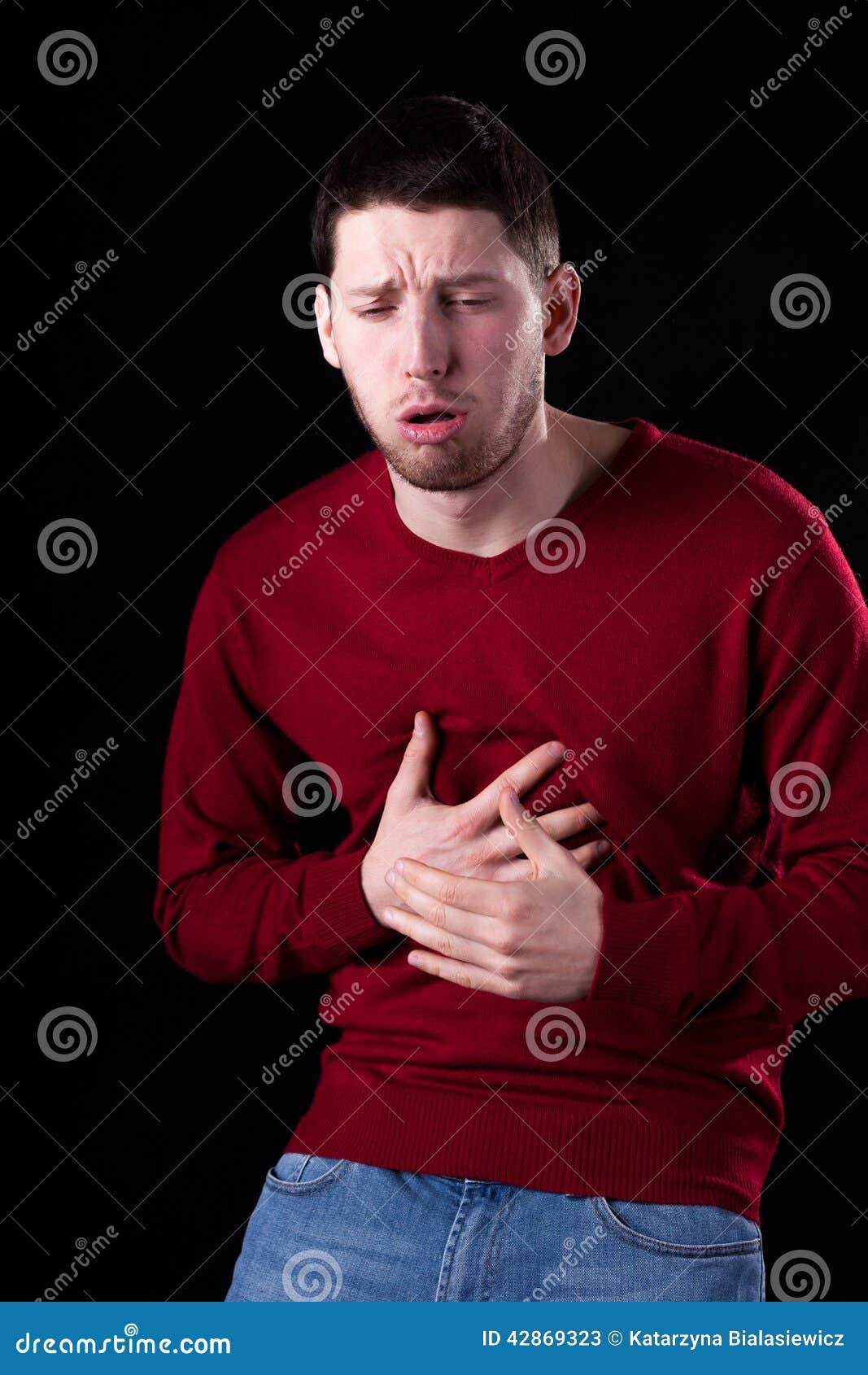 Man with strong cough stock image. Image of sick, patient - 42869323