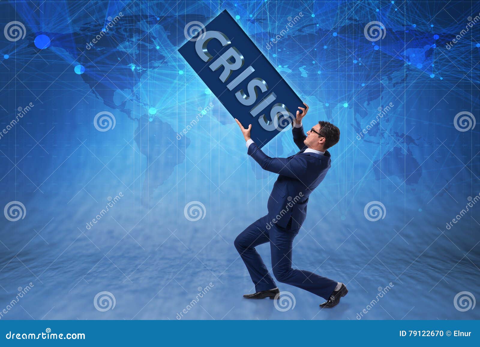 The Man Struggling with Crisis in Business Concept Stock Photo - Image ...