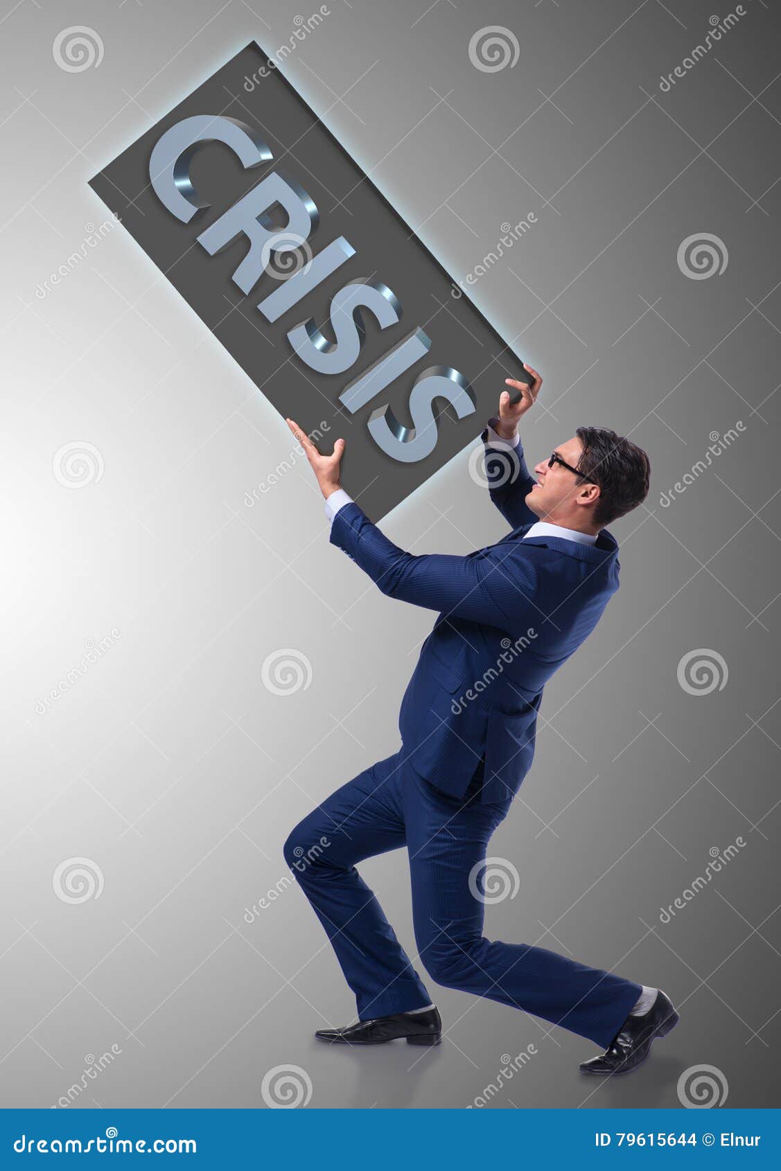 The Man Struggling with Crisis in Business Concept Stock Photo - Image ...