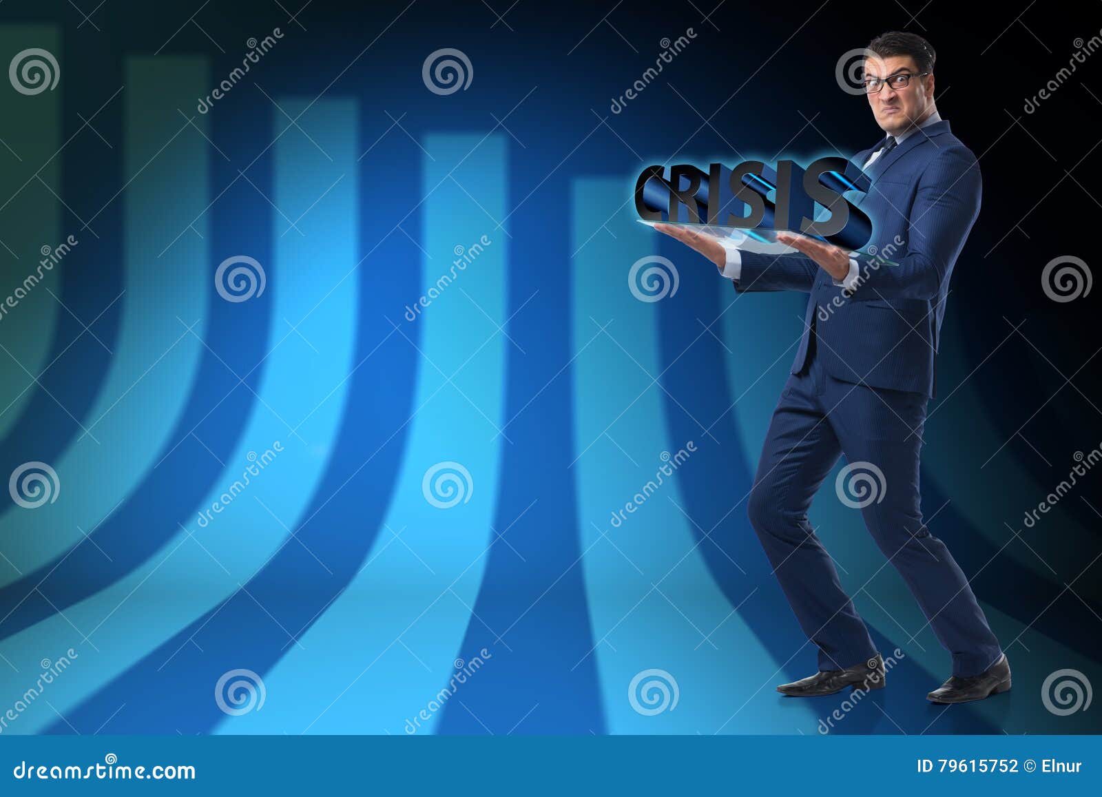 The Man Struggling with Crisis in Business Concept Stock Photo - Image ...
