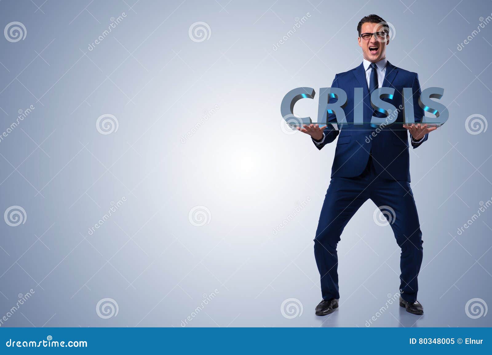 The Man Struggling with Crisis in Business Concept Stock Image - Image ...
