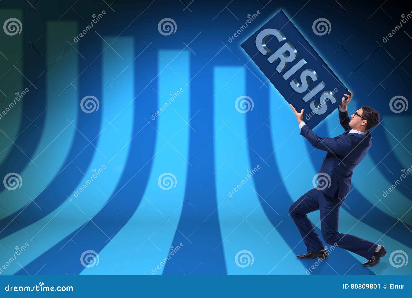 The Man Struggling with Crisis in Business Concept Stock Image - Image ...