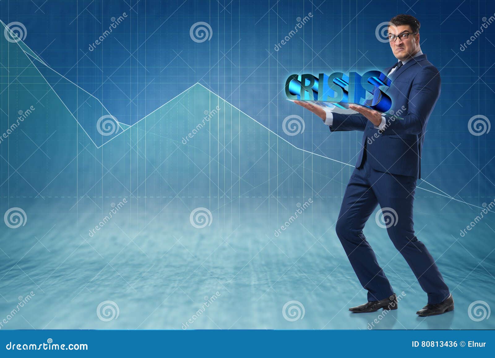 The Man Struggling with Crisis in Business Concept Stock Photo - Image ...