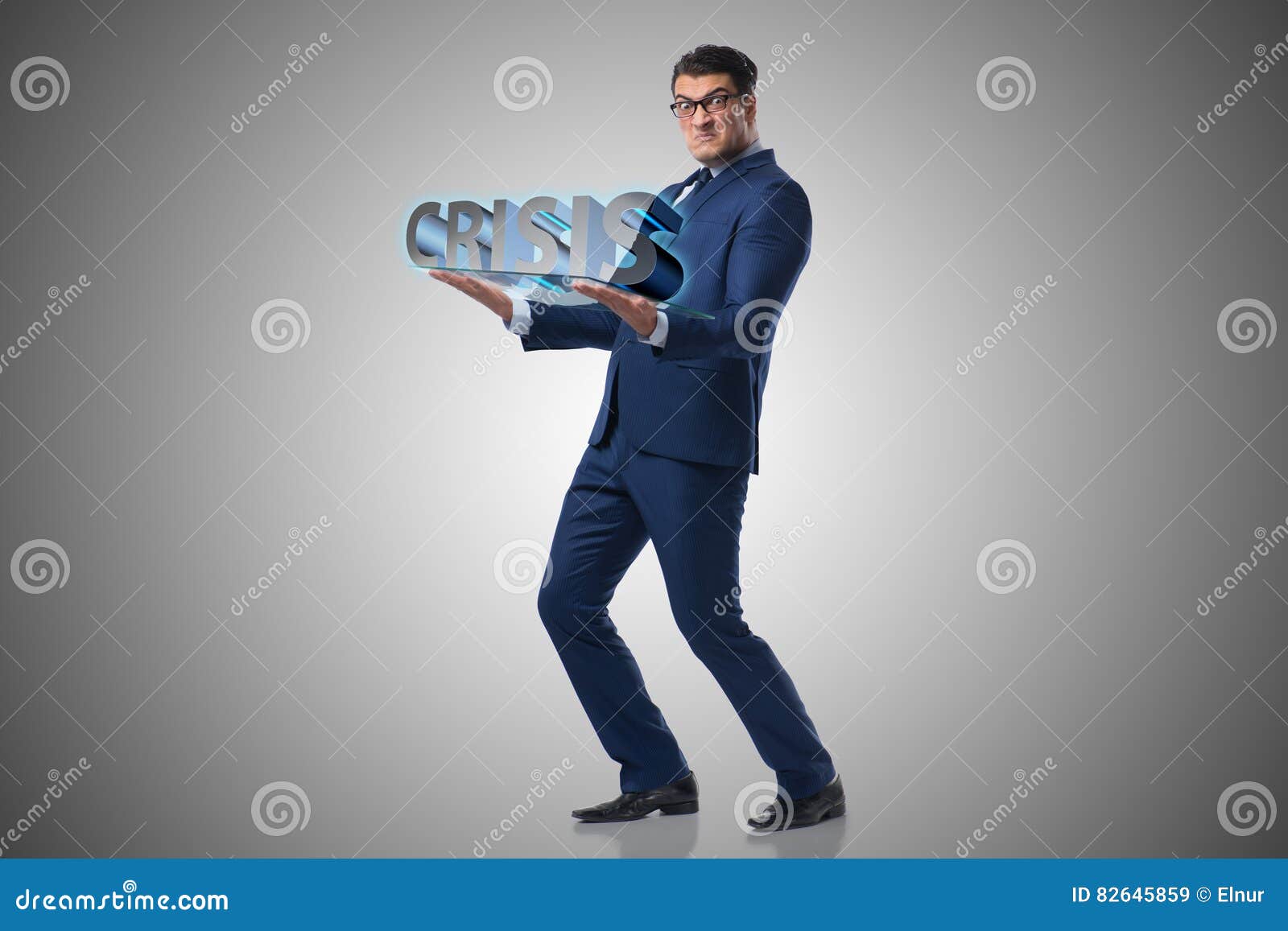 The Man Struggling with Crisis in Business Concept Stock Image - Image ...