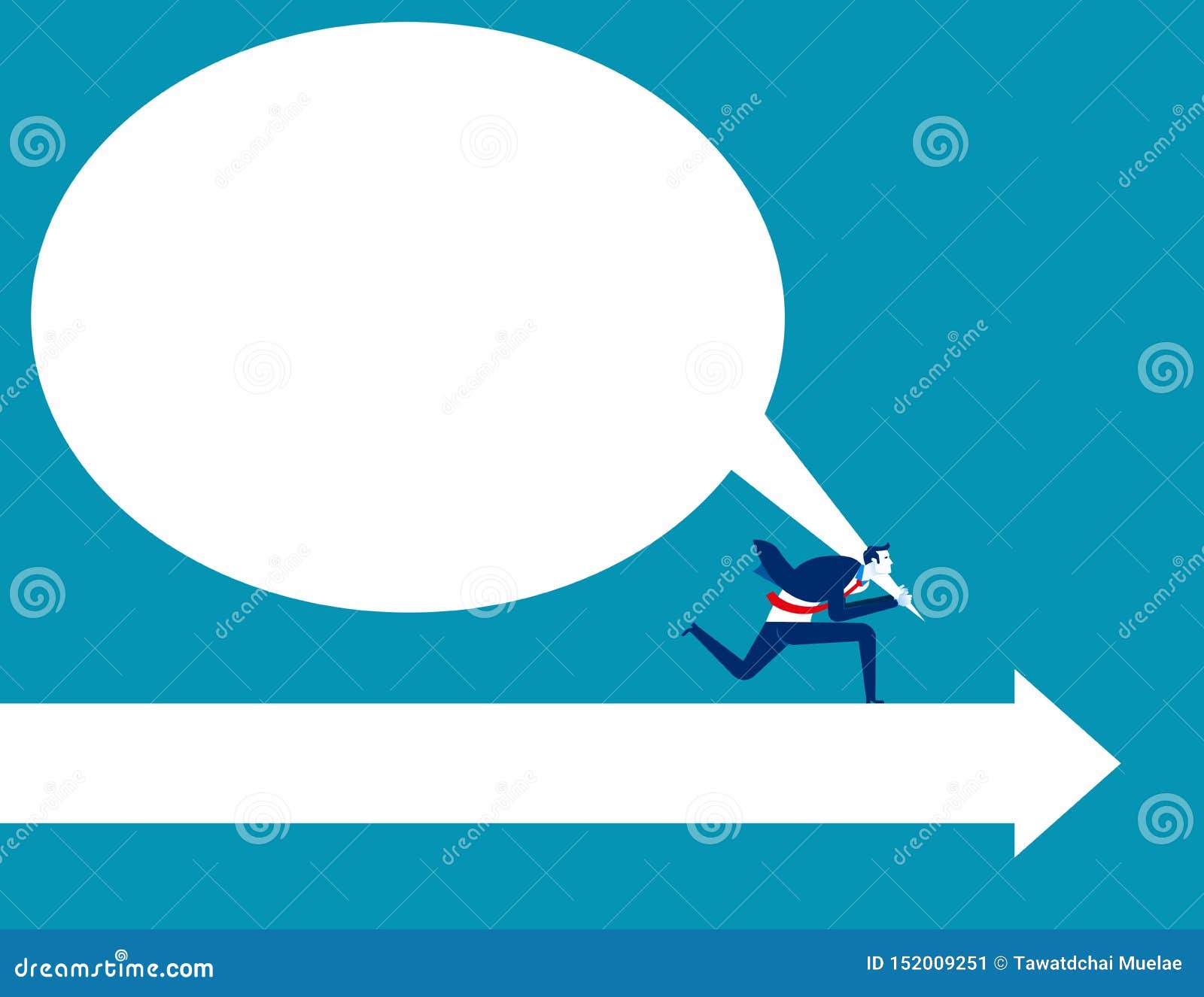 Man Struggling To Pull Large Empty Speech Bubble and Running the Way ...