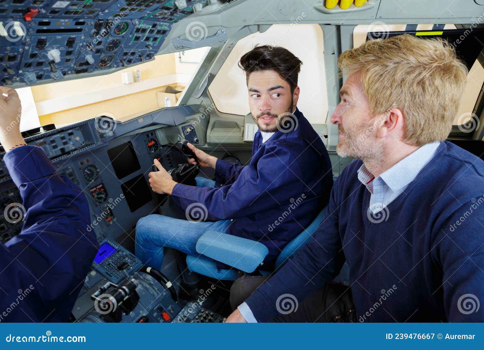 Man and Student in Cockpit Aircraft Stock Image - Image of deck ...