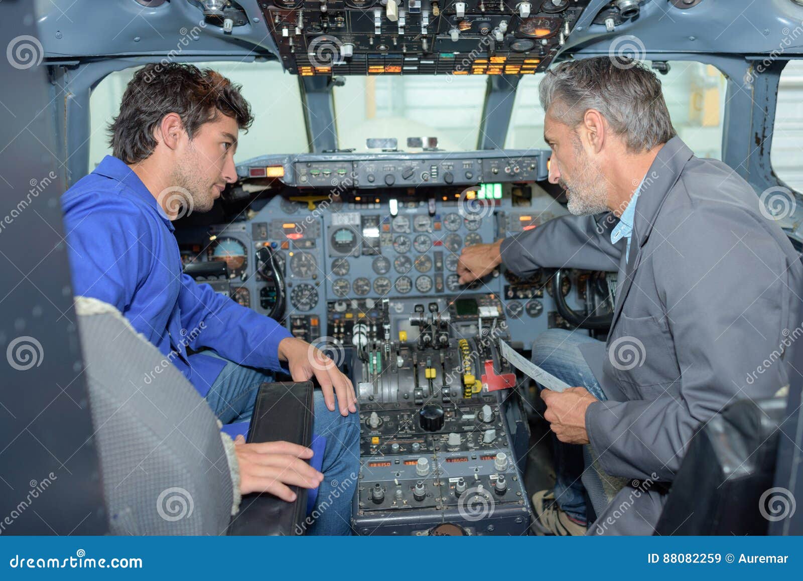 Man and Student in Cockpit Aircraft Stock Image - Image of plane ...