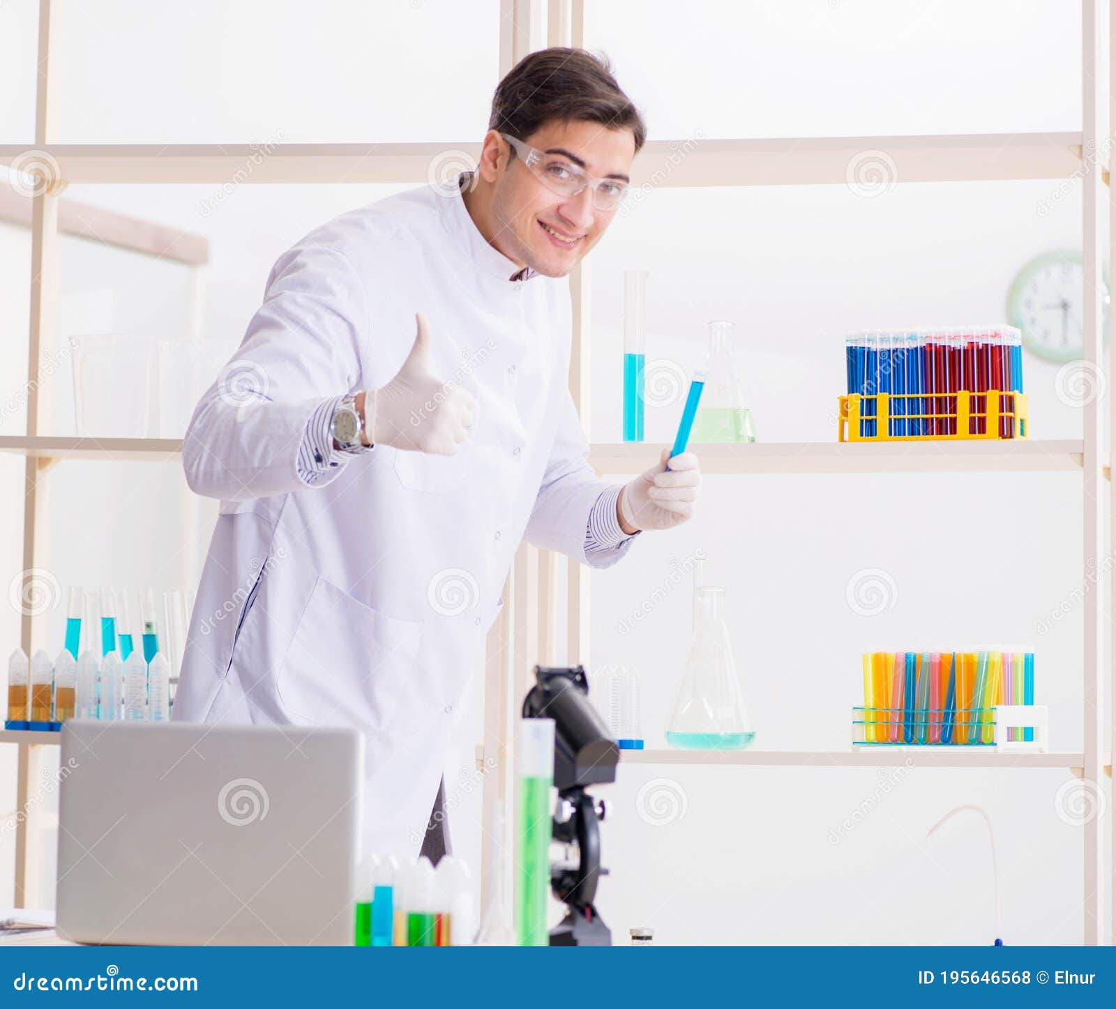 Man Student Working in Chemical Lab on Experiment Stock Photo - Image ...