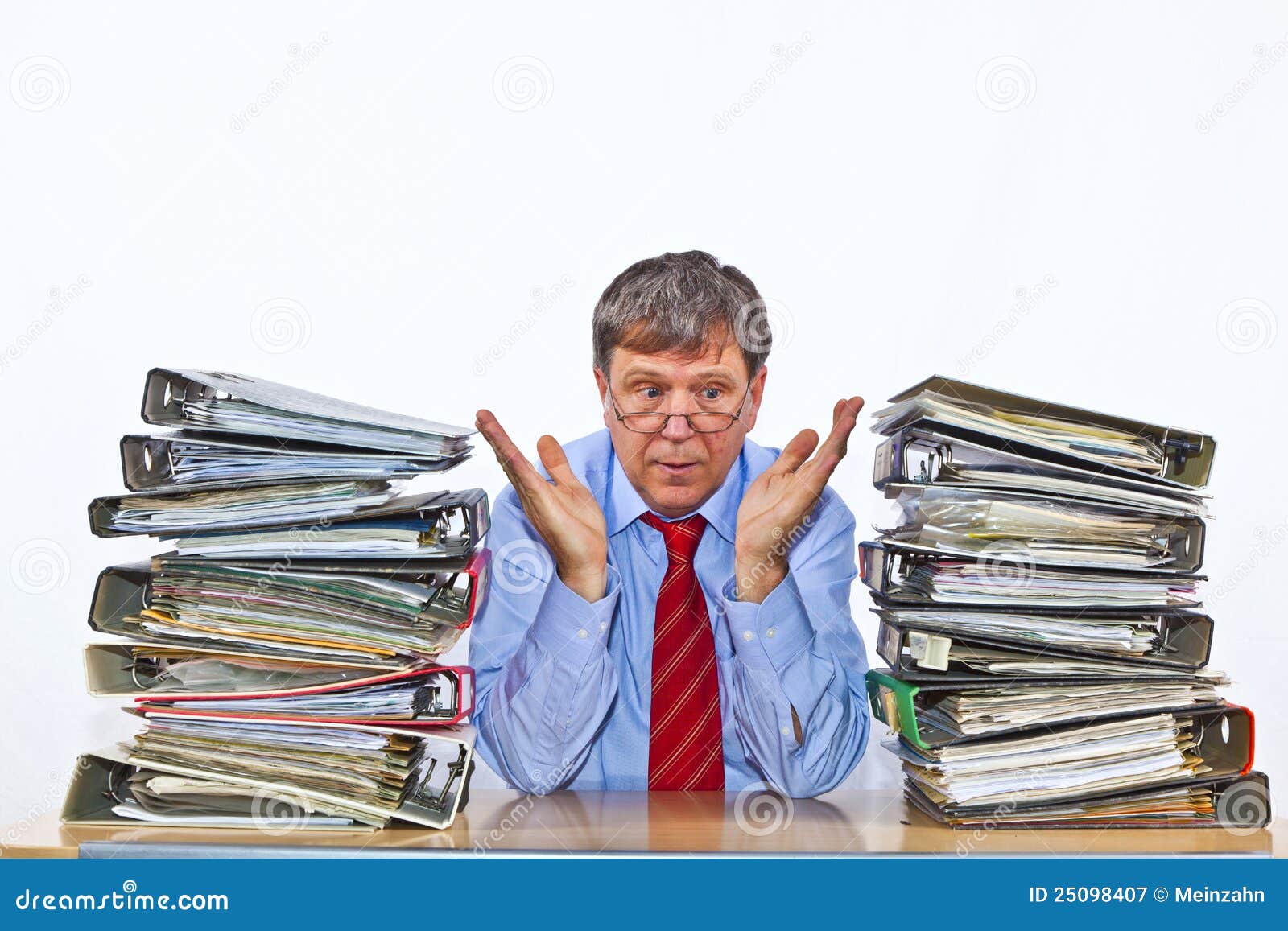 Man Studies Sitting between Folders with Files Stock Image - Image of ...