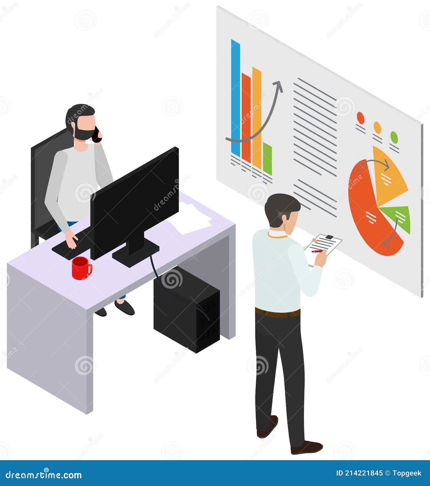 Man Studies Statistics Infographic Dashboard Template. Analyze Graphs ...