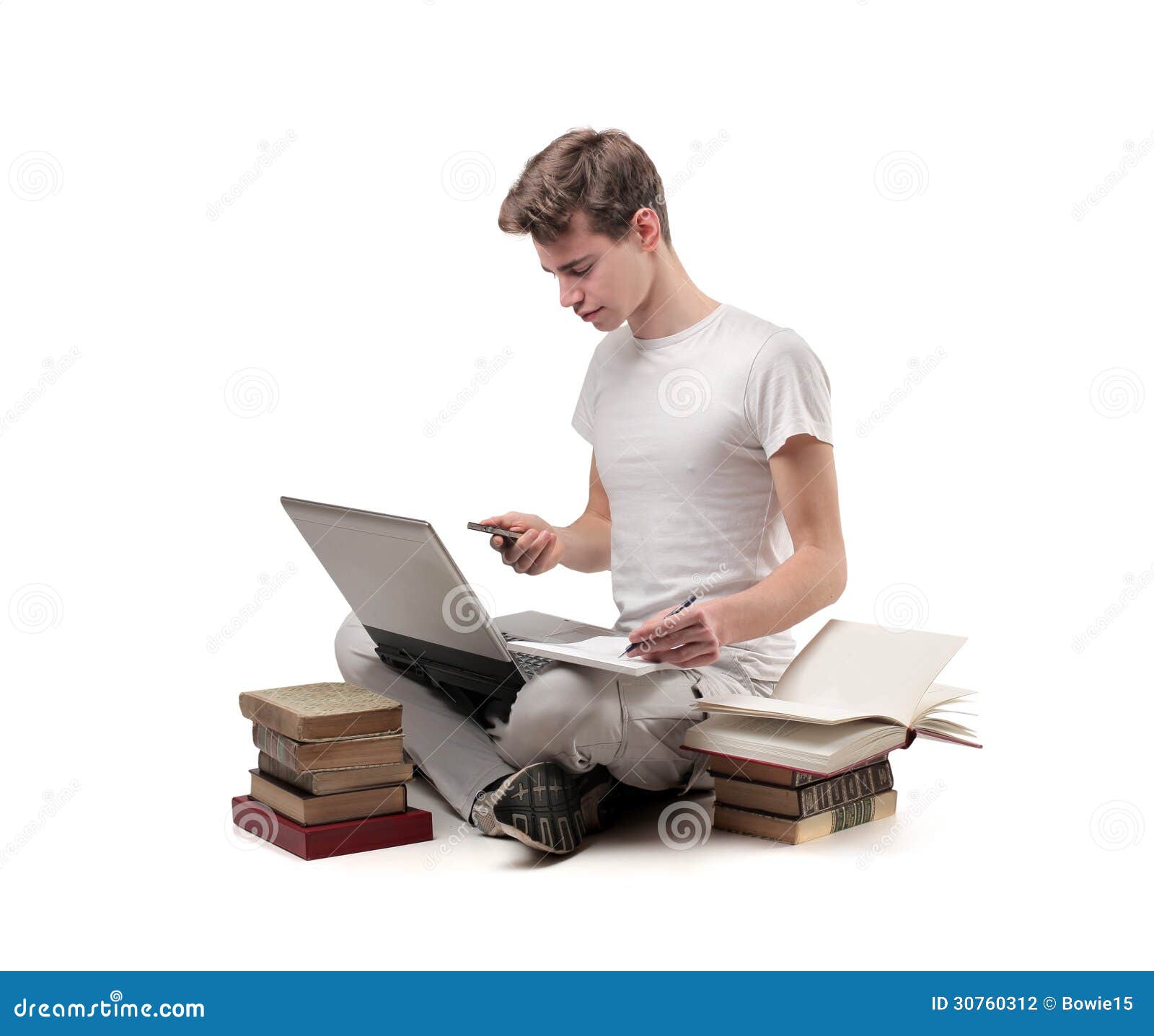 Man studing stock photo. Image of laptop, white, computer - 30760312