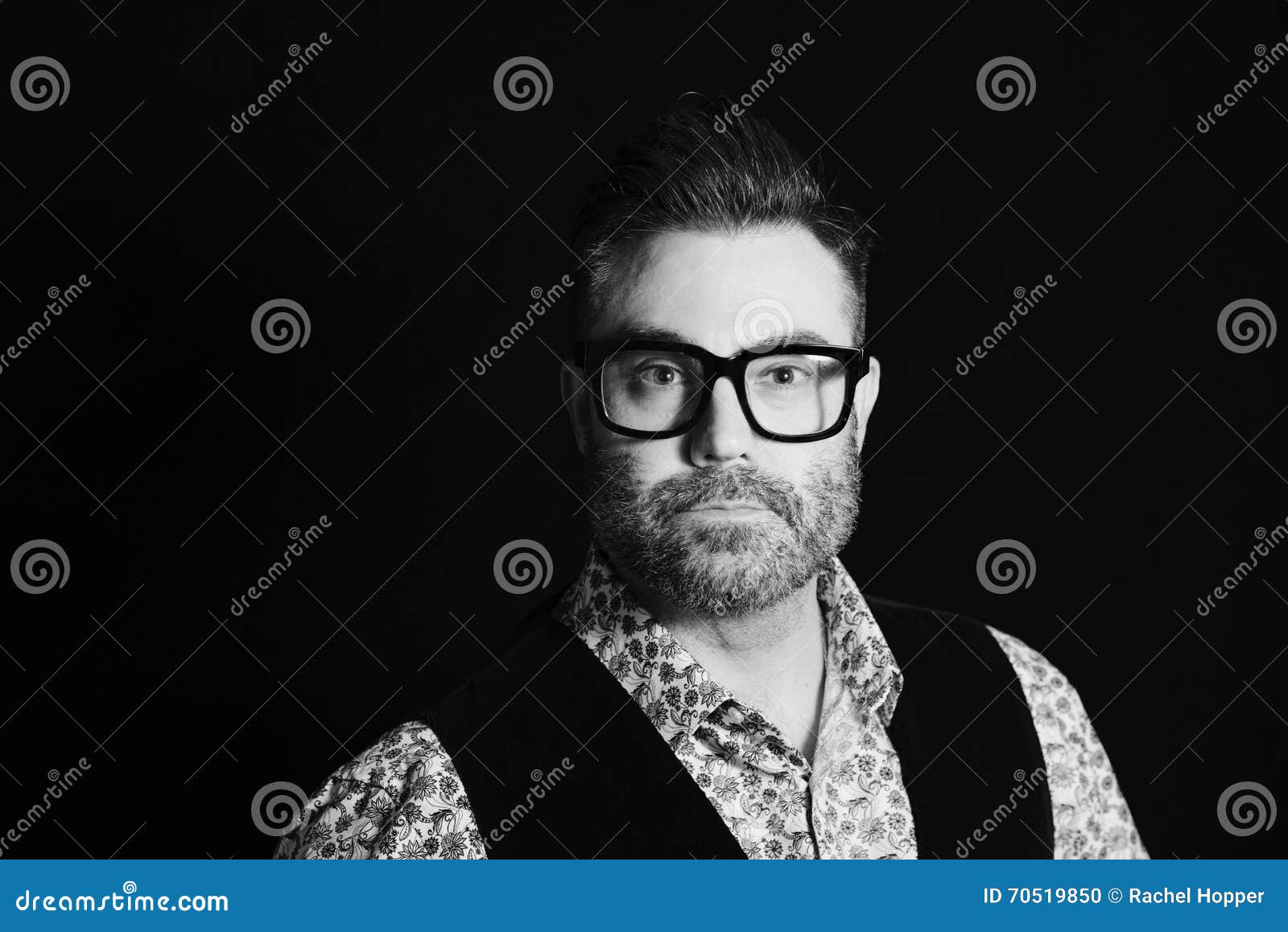 Man in Studio with Black Background Stock Photo - Image of glasses ...