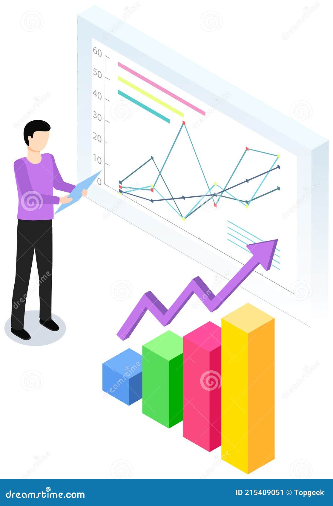 Man Study Complex Diagram On Background. Indicators Shown On ...