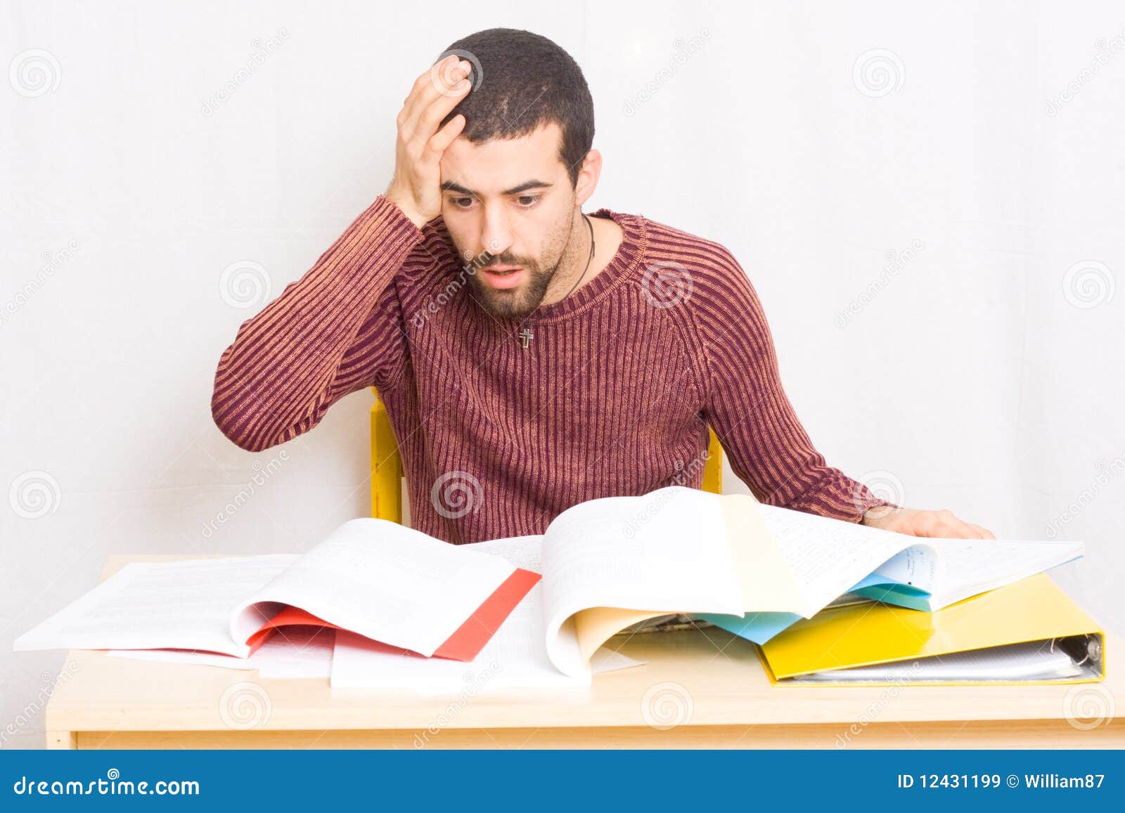 Man studying stock image. Image of university, book, read - 12431199