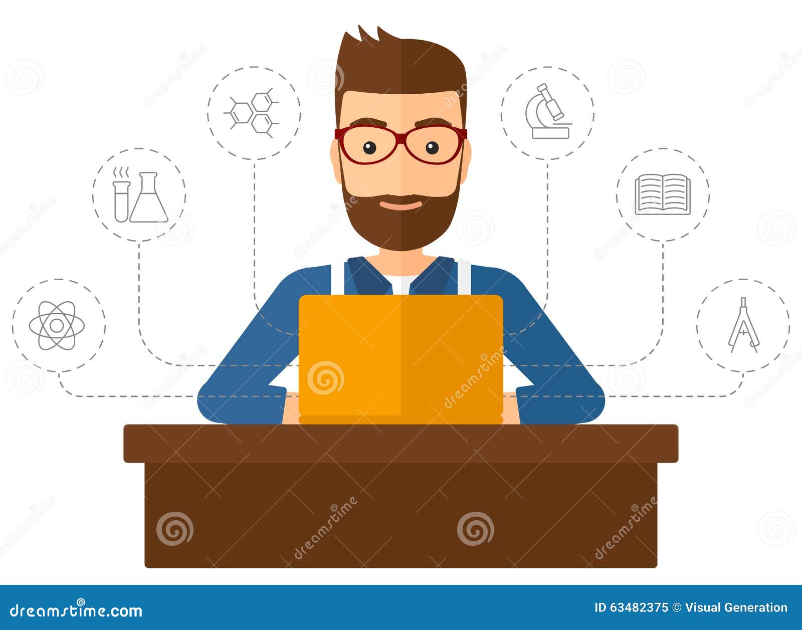 Man studying with laptop stock vector. Illustration of human - 63482375