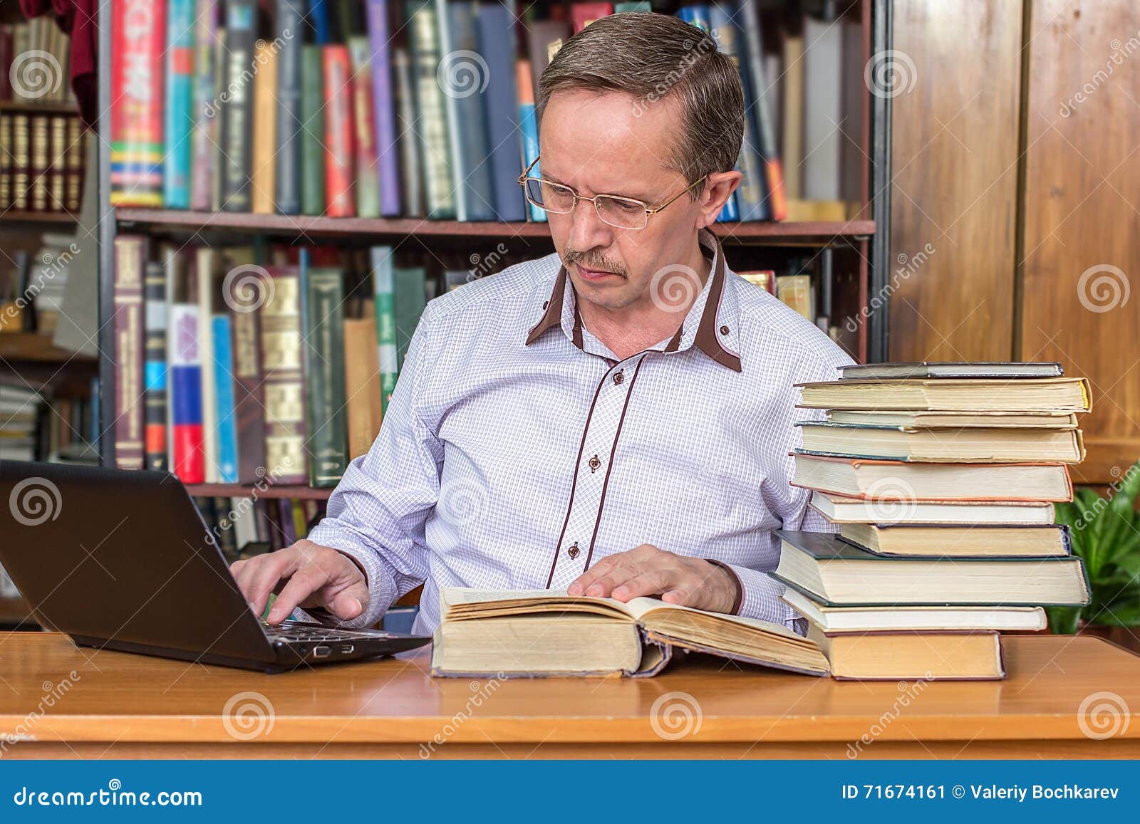 Man Studying in the Library Stock Image - Image of reading, business ...