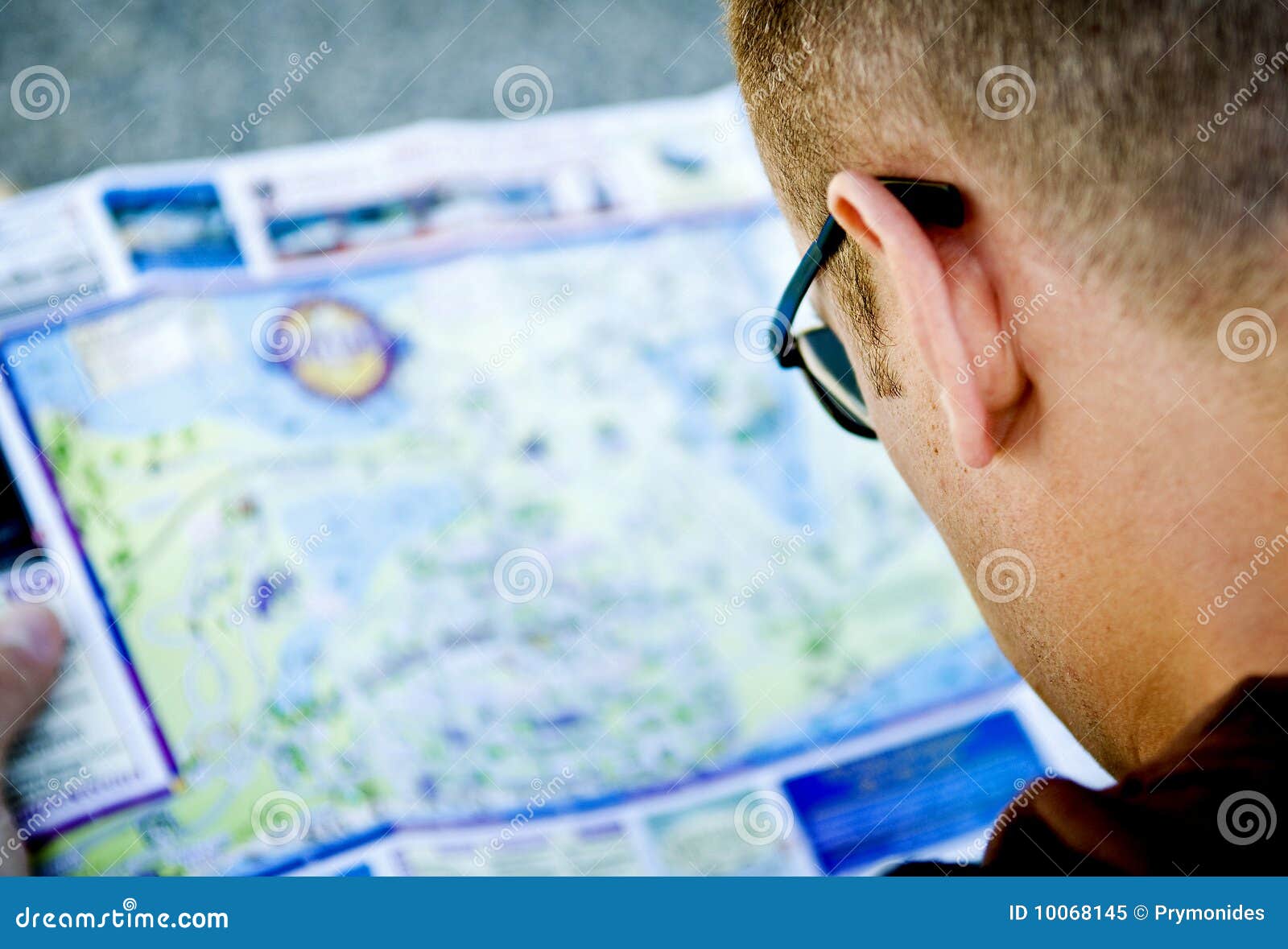 Man studying a map. stock image. Image of location, studying - 10068145