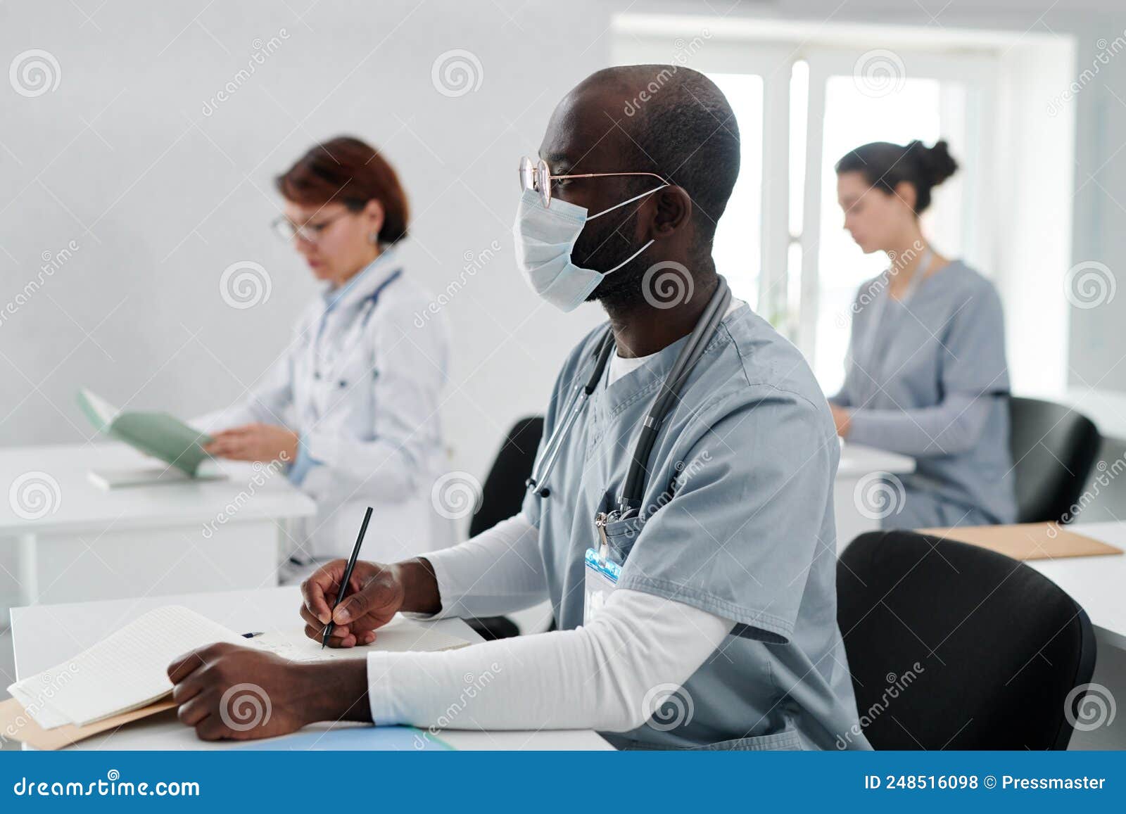 Man Studying at Medical Training Stock Photo - Image of career, group ...