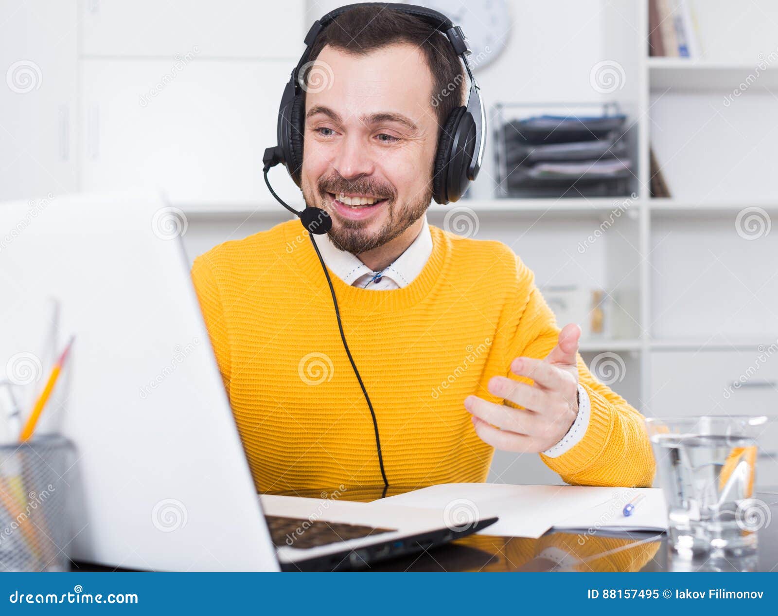 Man Studying at Online Courses Stock Image - Image of desk, creativity ...