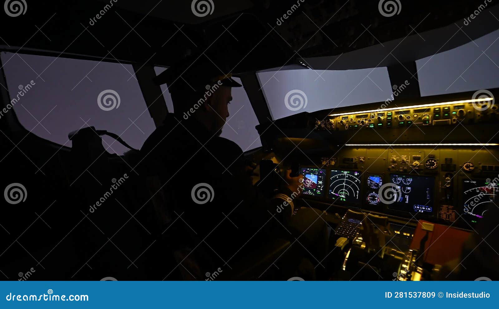 A Man is Studying To Be a Pilot in an Aircraft Simulator. Stock Video ...