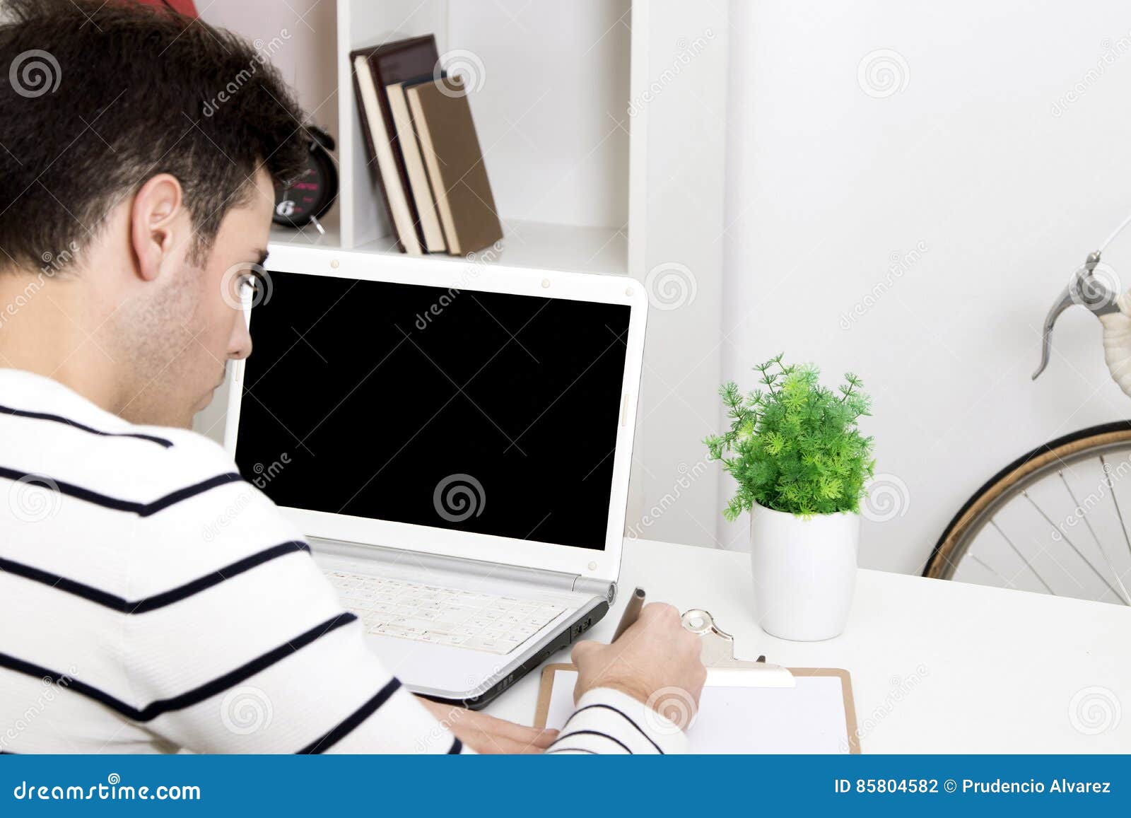 Man studying or working stock photo. Image of desk, office - 85804582