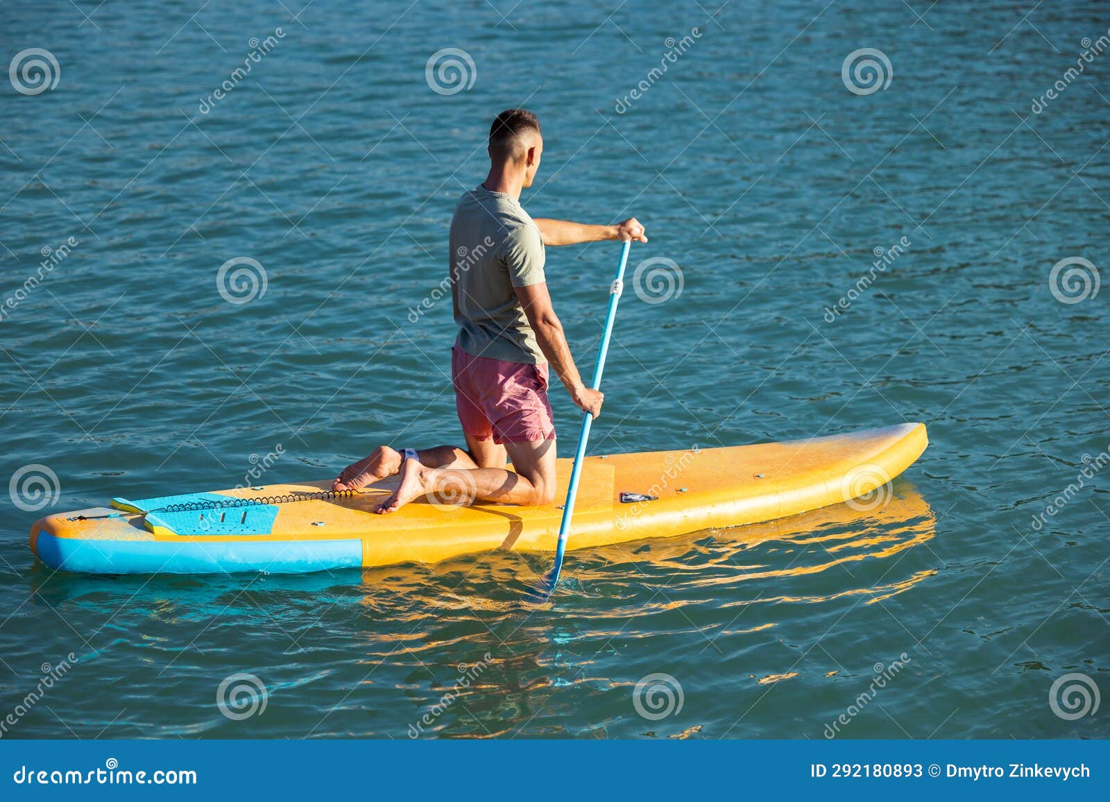 Man on Sub Board Floating on Ocean Sea. Stock Image - Image of activity ...