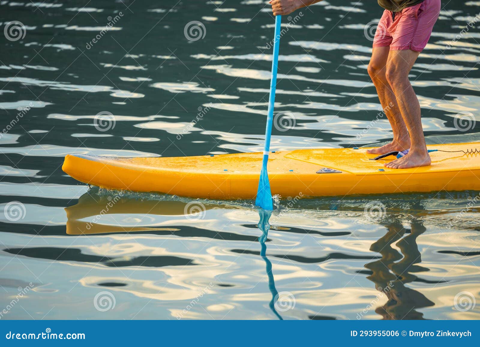 Man on Sub Board Floating on Ocean Sea. Stock Photo - Image of hand ...