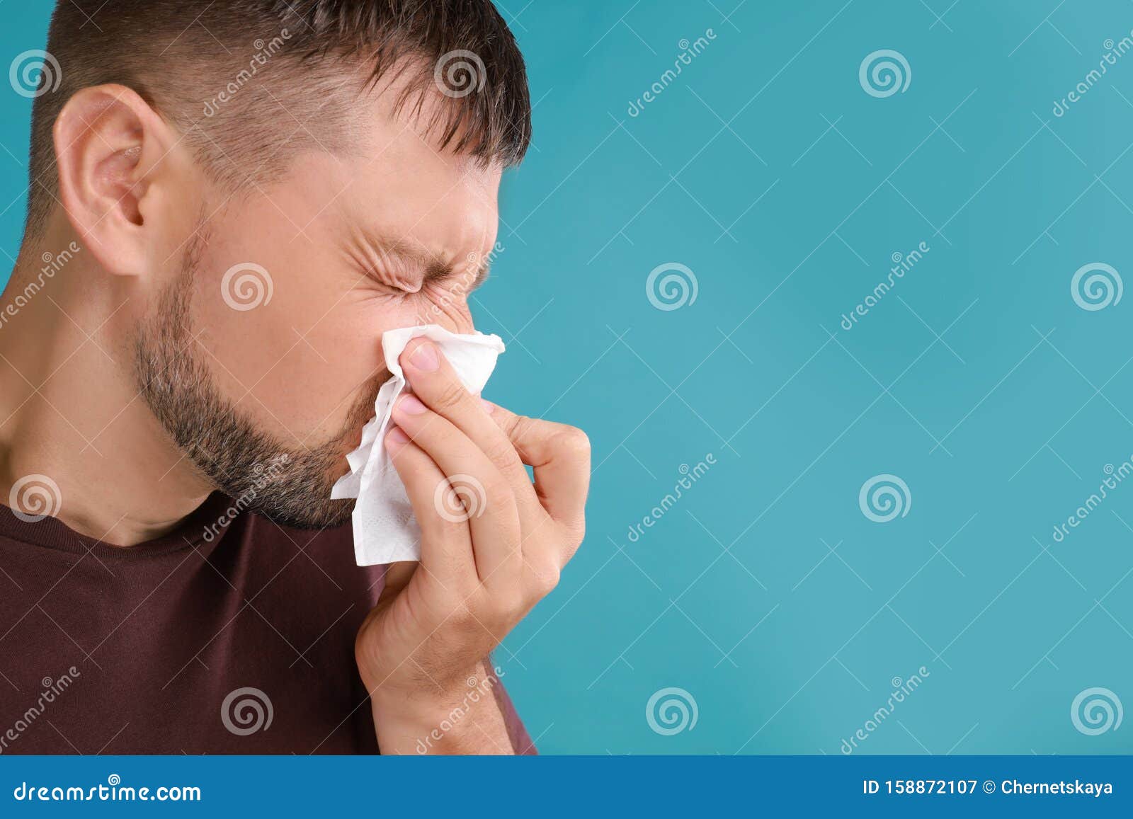 Man Suffering from Allergy. Space for Text Stock Image - Image of ...
