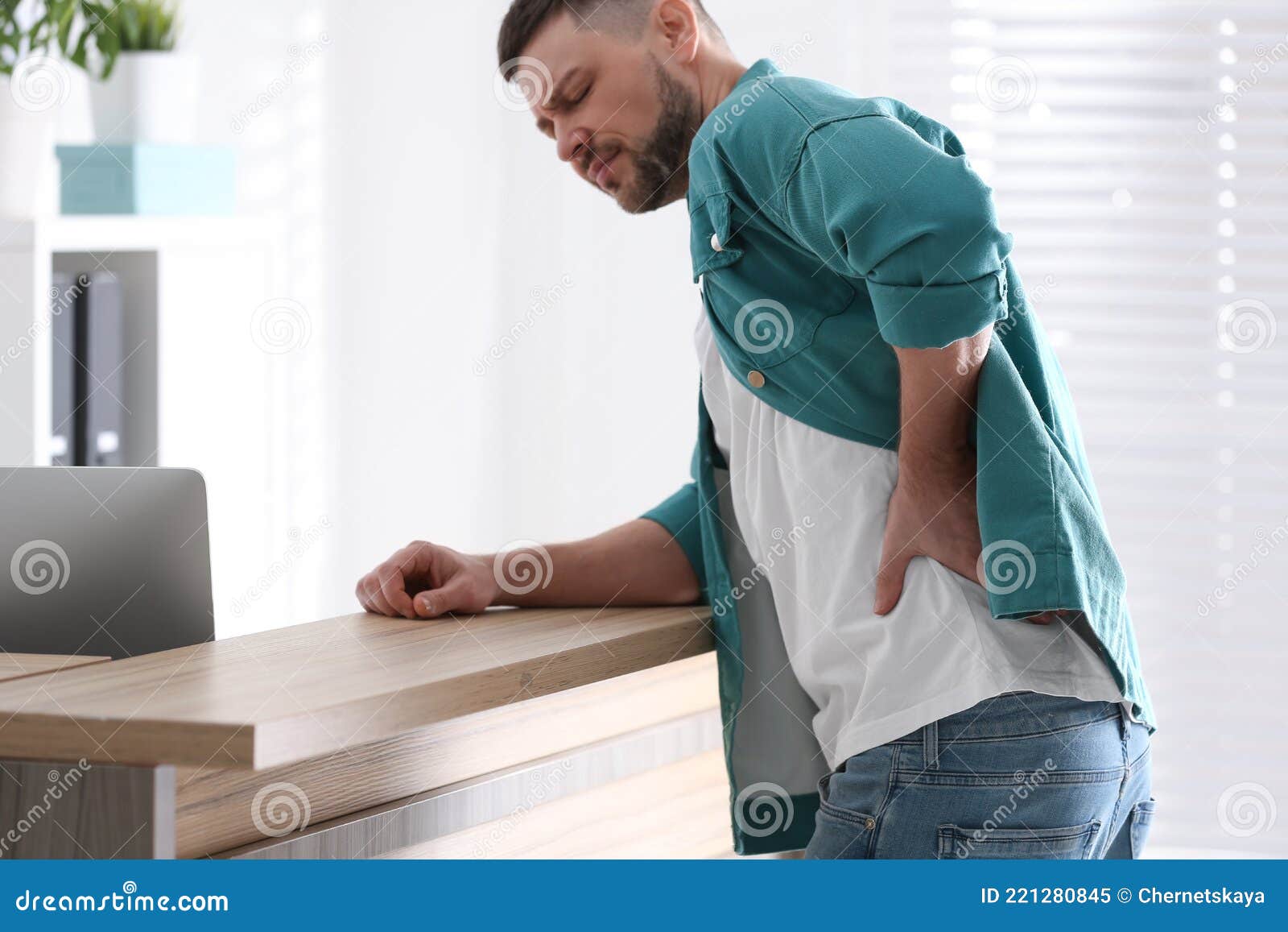 Man Suffering from Back Pain in Office. Bad Posture Stock Image - Image ...