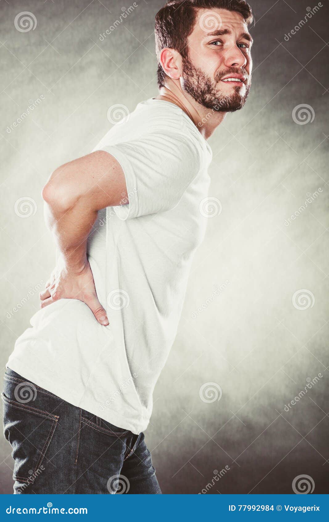 Man Suffering from Backache Back Pain. Stock Photo - Image of health ...