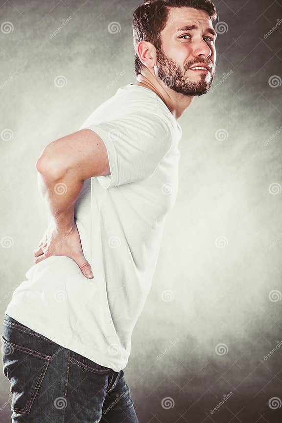 Man Suffering from Backache Back Pain. Stock Photo - Image of health ...