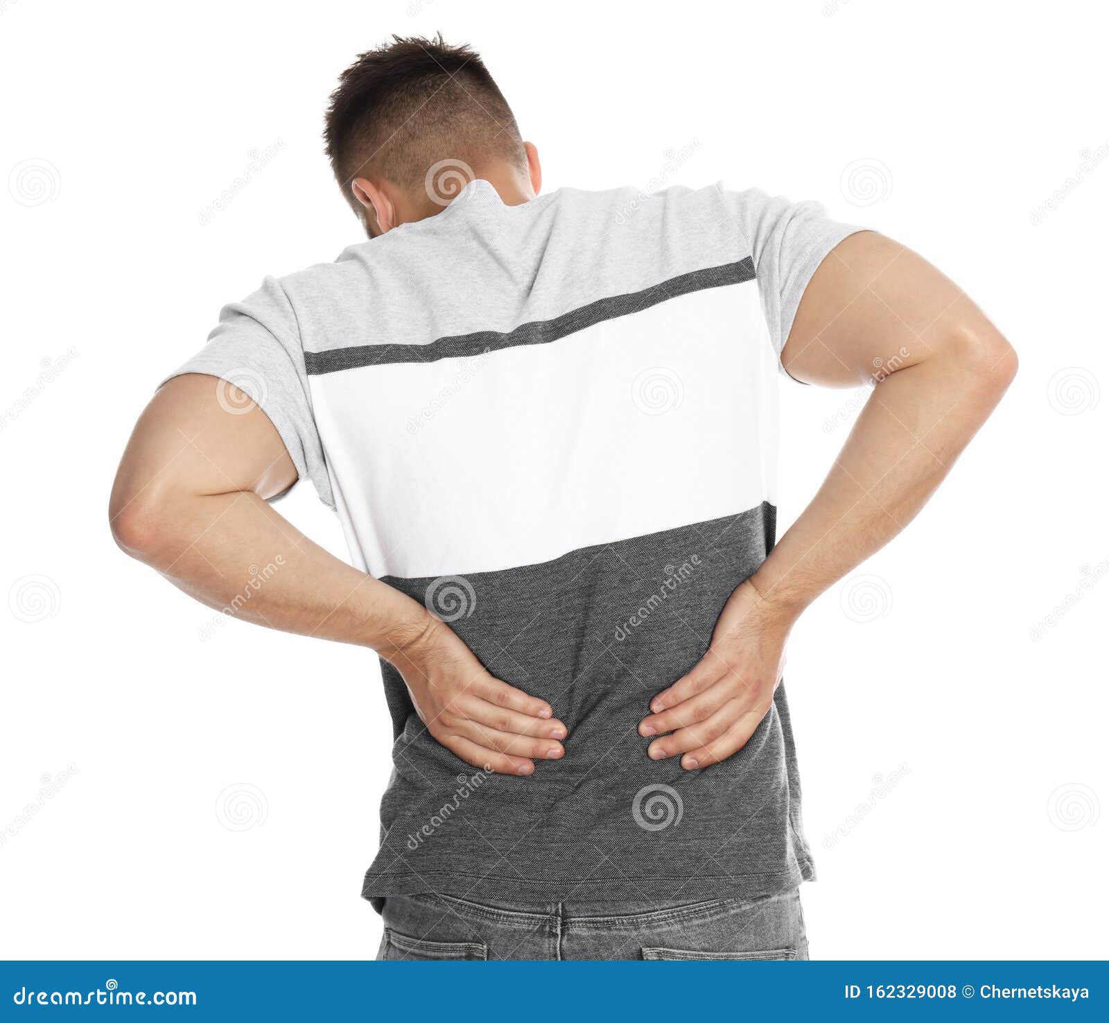 Man Suffering from Backache on White Stock Photo - Image of massaging ...