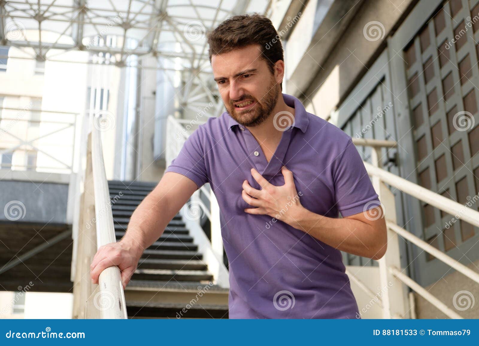 Man Suffering for a Bad Heart Attack Stock Image - Image of blood, hand ...