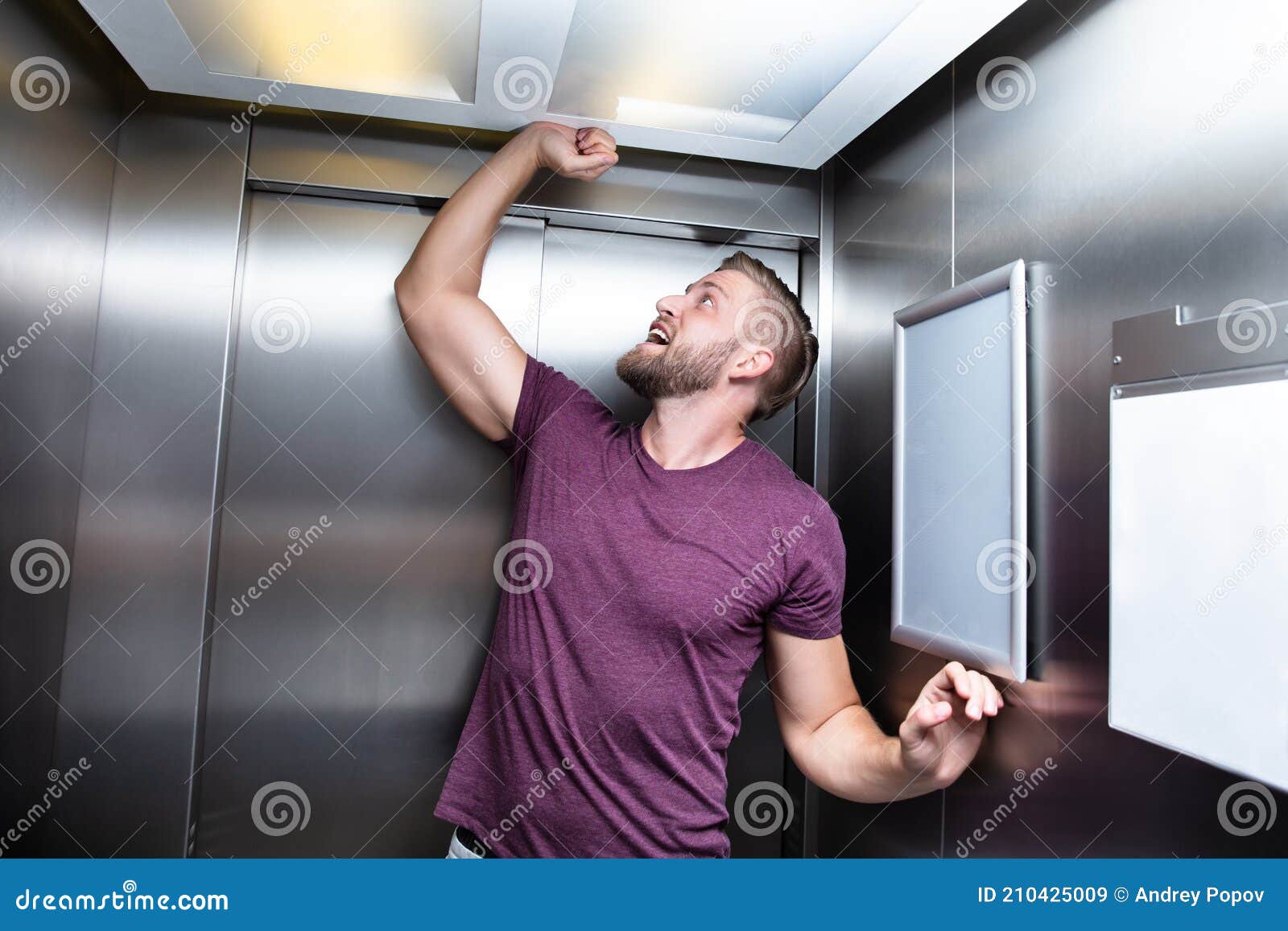 Man Trapped in Elevator stock image. Image of disease - 210425009