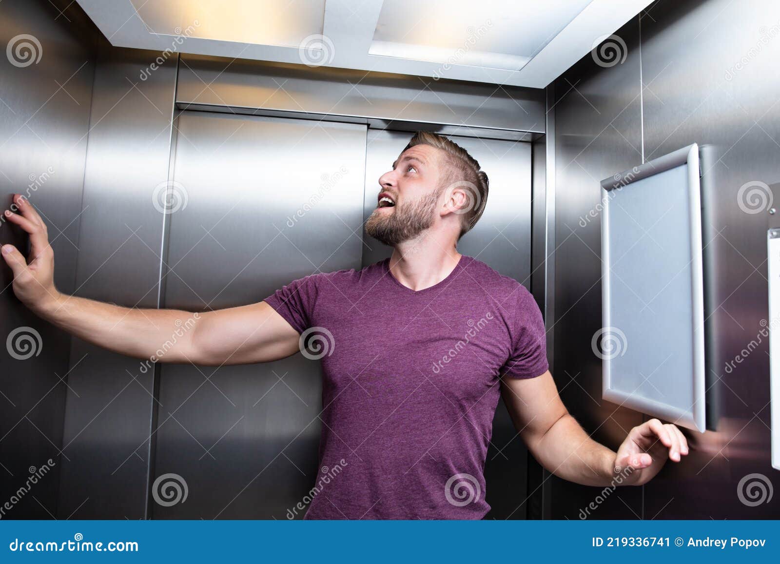 Man Trapped in Elevator stock image. Image of despair - 219336741