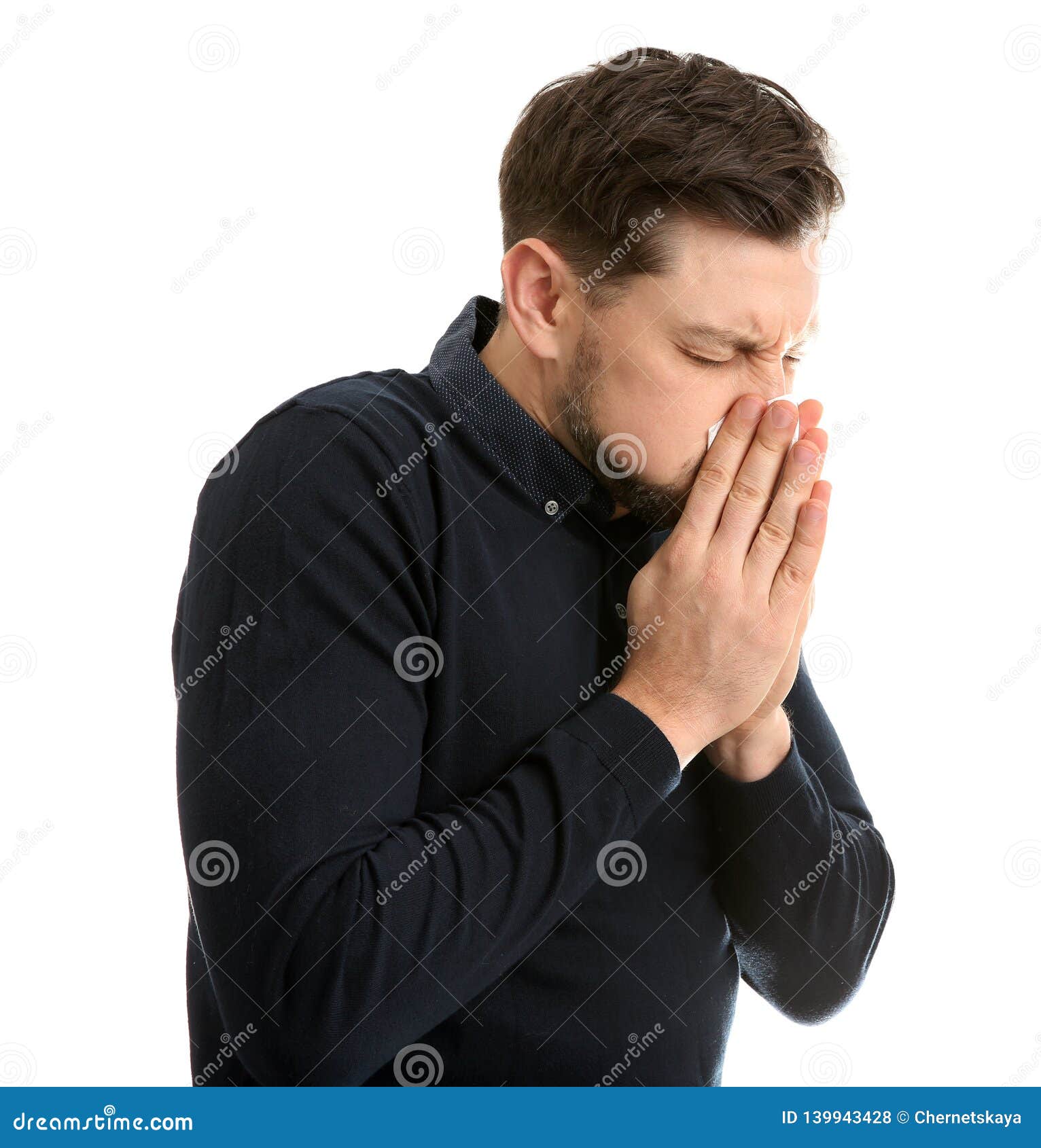 Man Suffering from Cold on White Stock Photo - Image of male, influenza ...