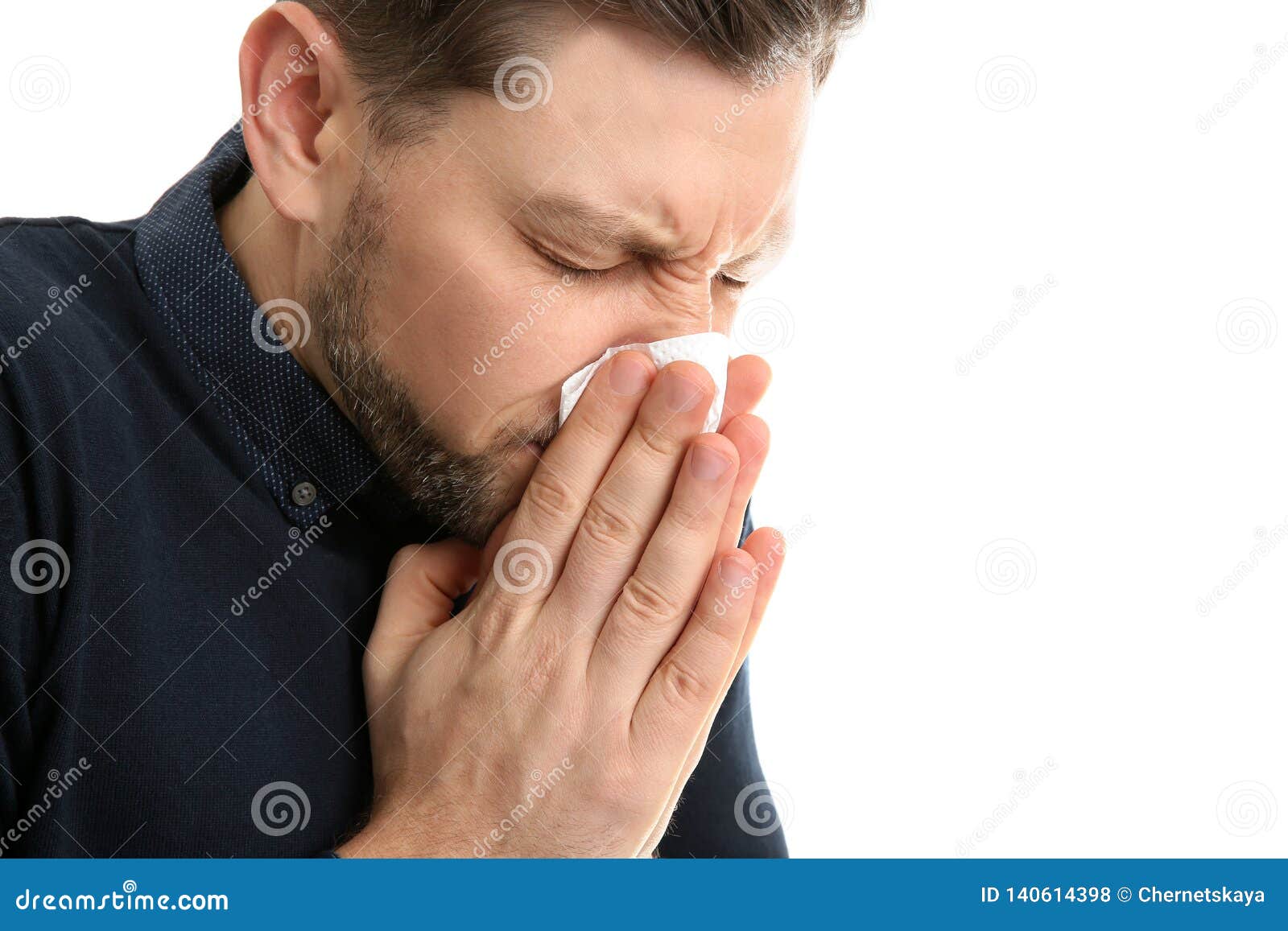 Man Suffering from Cold Isolated Stock Photo - Image of allergy, fever ...