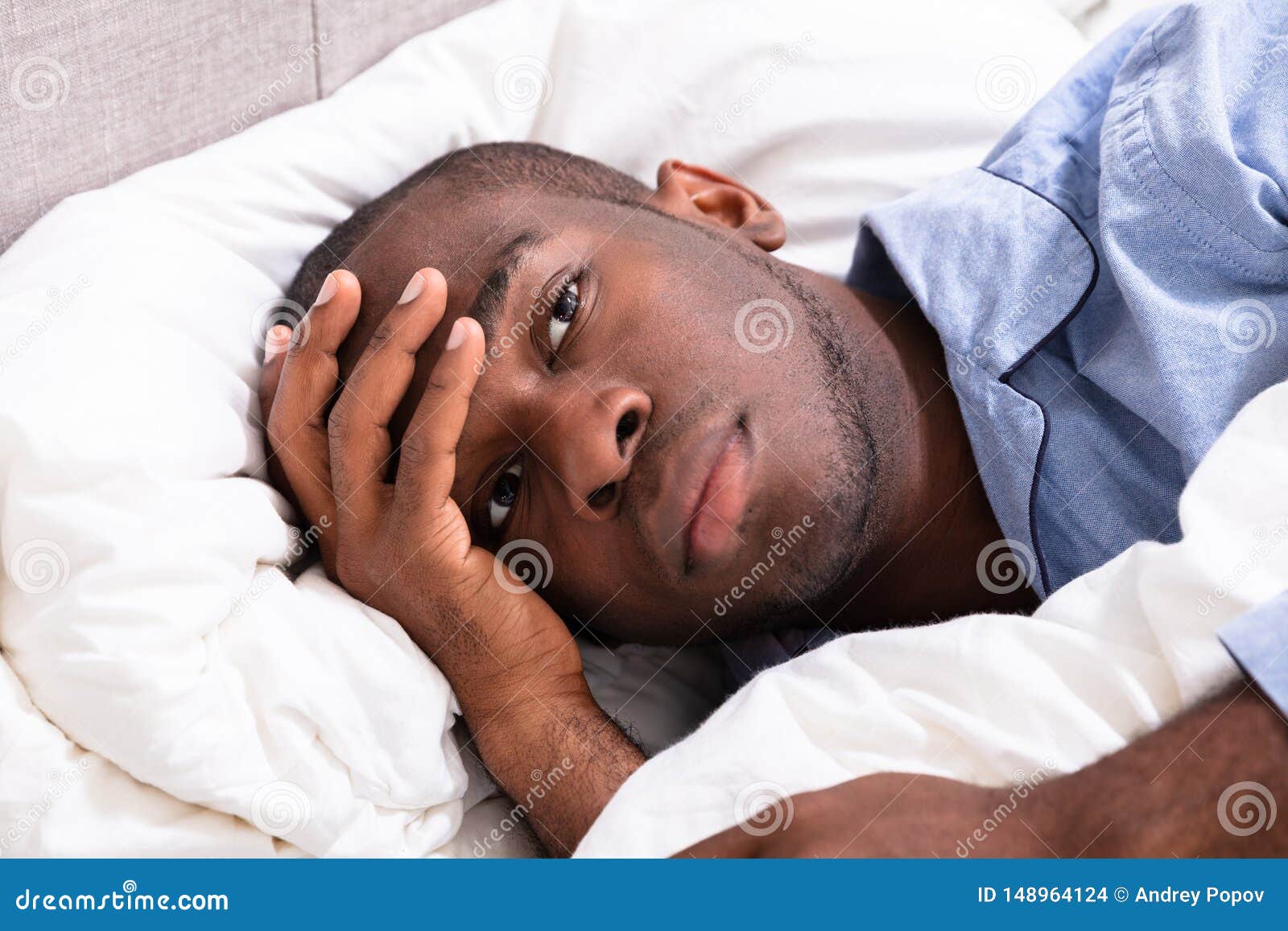 Man Suffering from Fever stock photo. Image of blanket - 148964124
