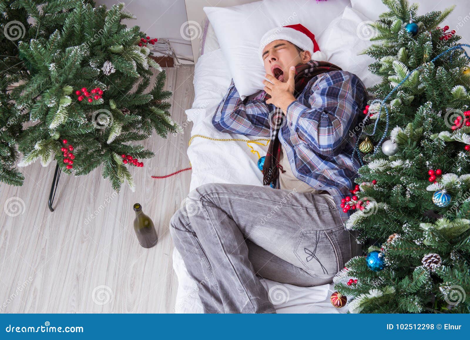 The Man Suffering Hangover after Christmas Party Stock Photo - Image of ...