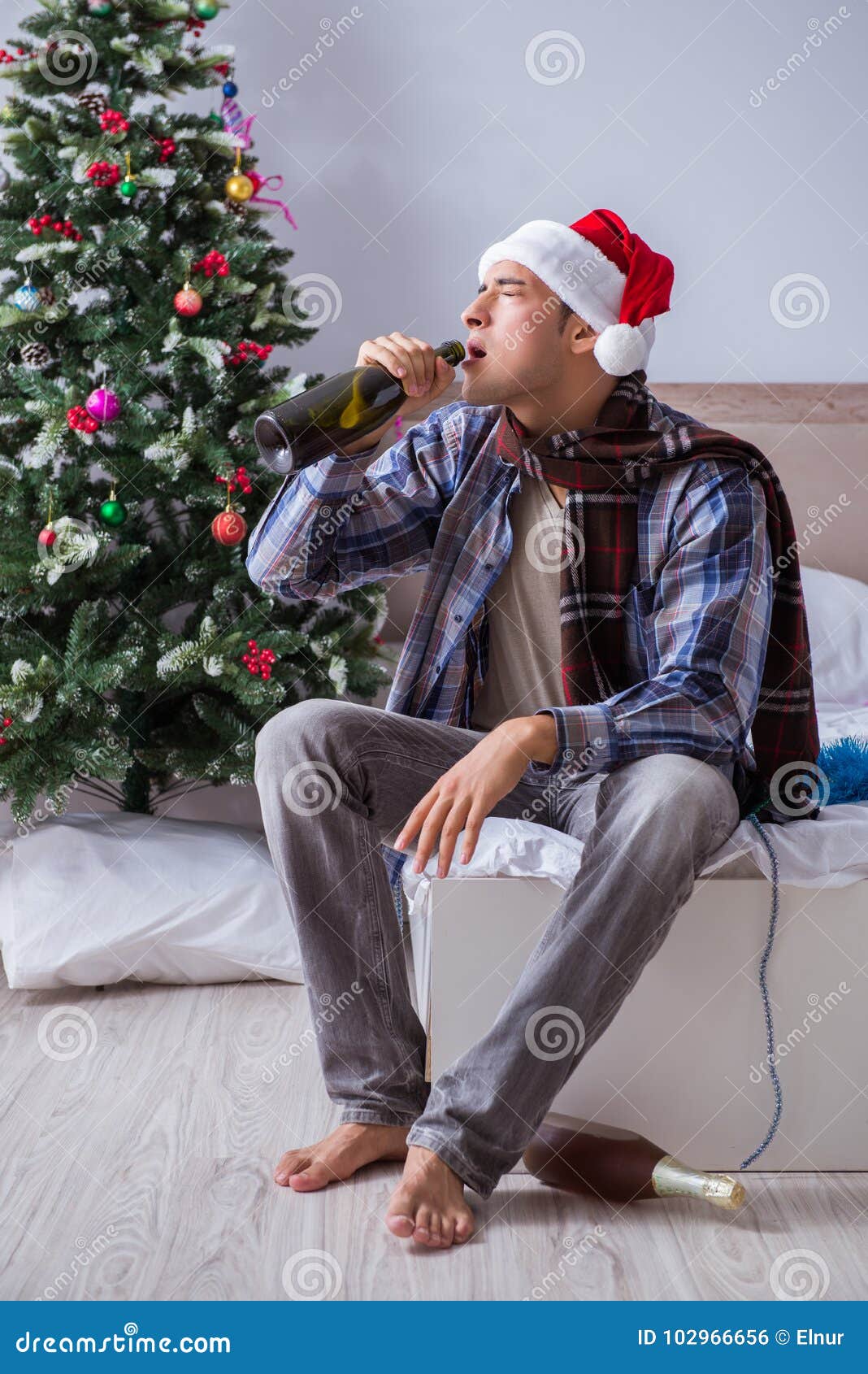The Man Suffering Hangover after Christmas Party Stock Photo - Image of ...