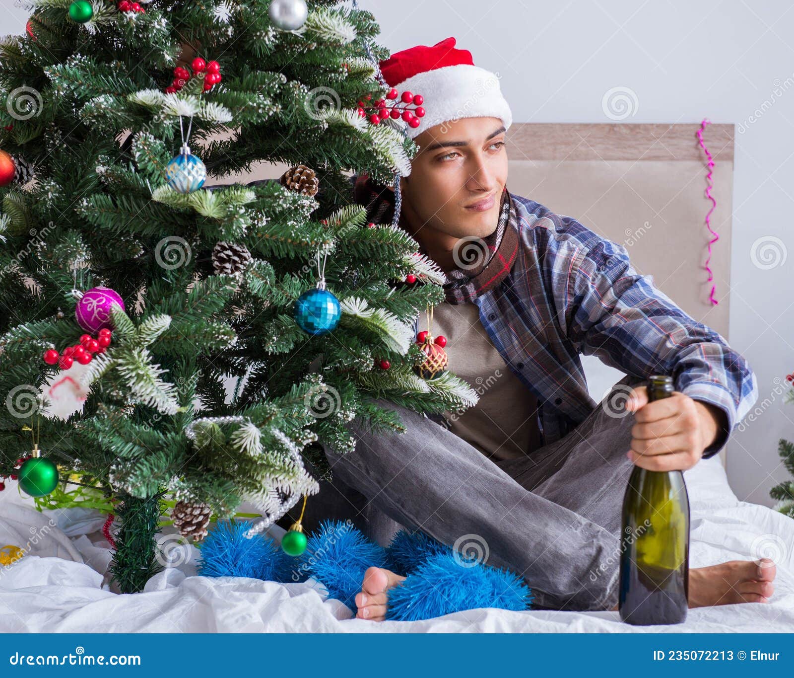 Man Suffering Hangover after Christmas Party Stock Image - Image of ...