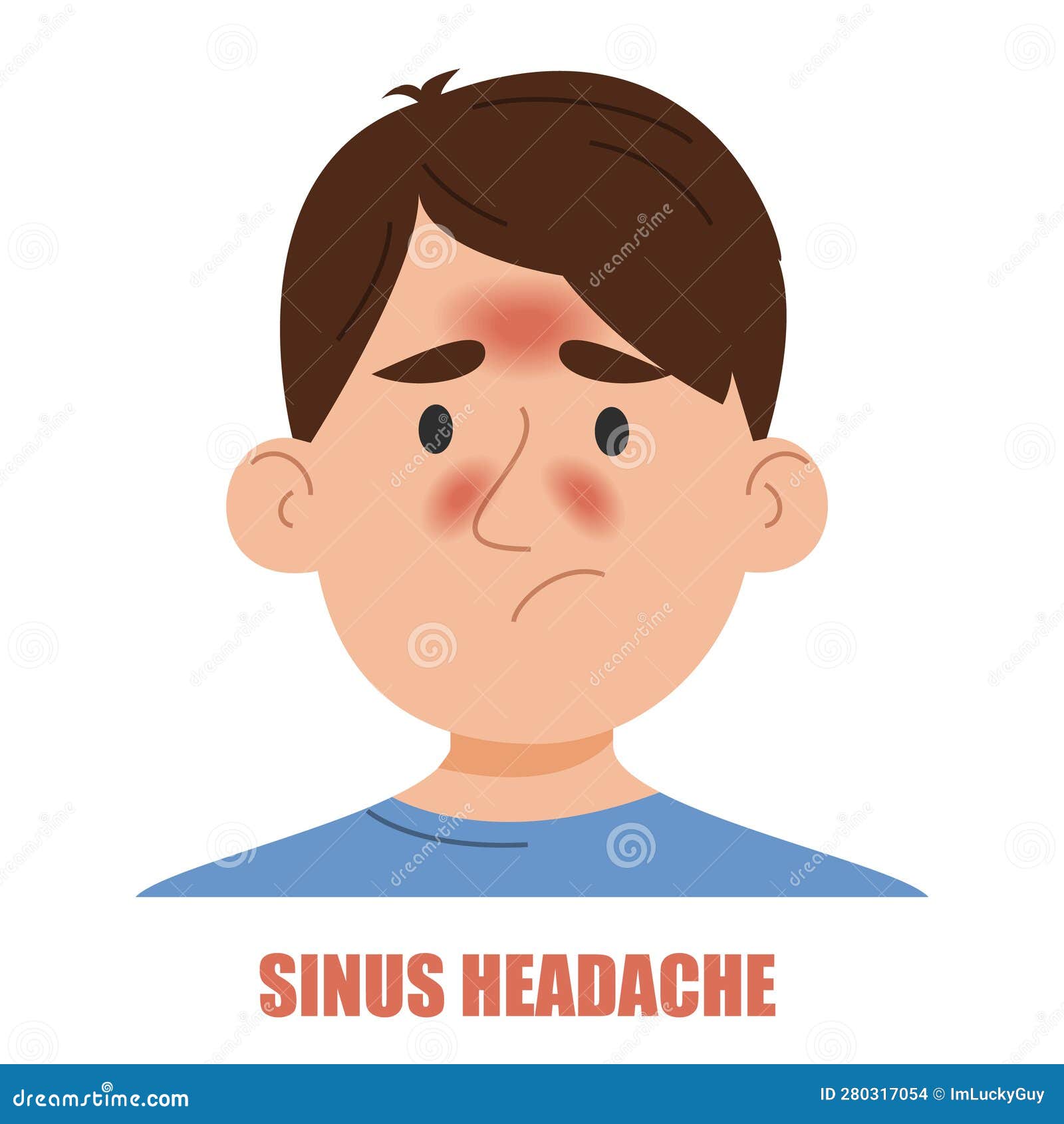 Man Suffering From Headache Caused By Sinusitis Vector Illustration ...
