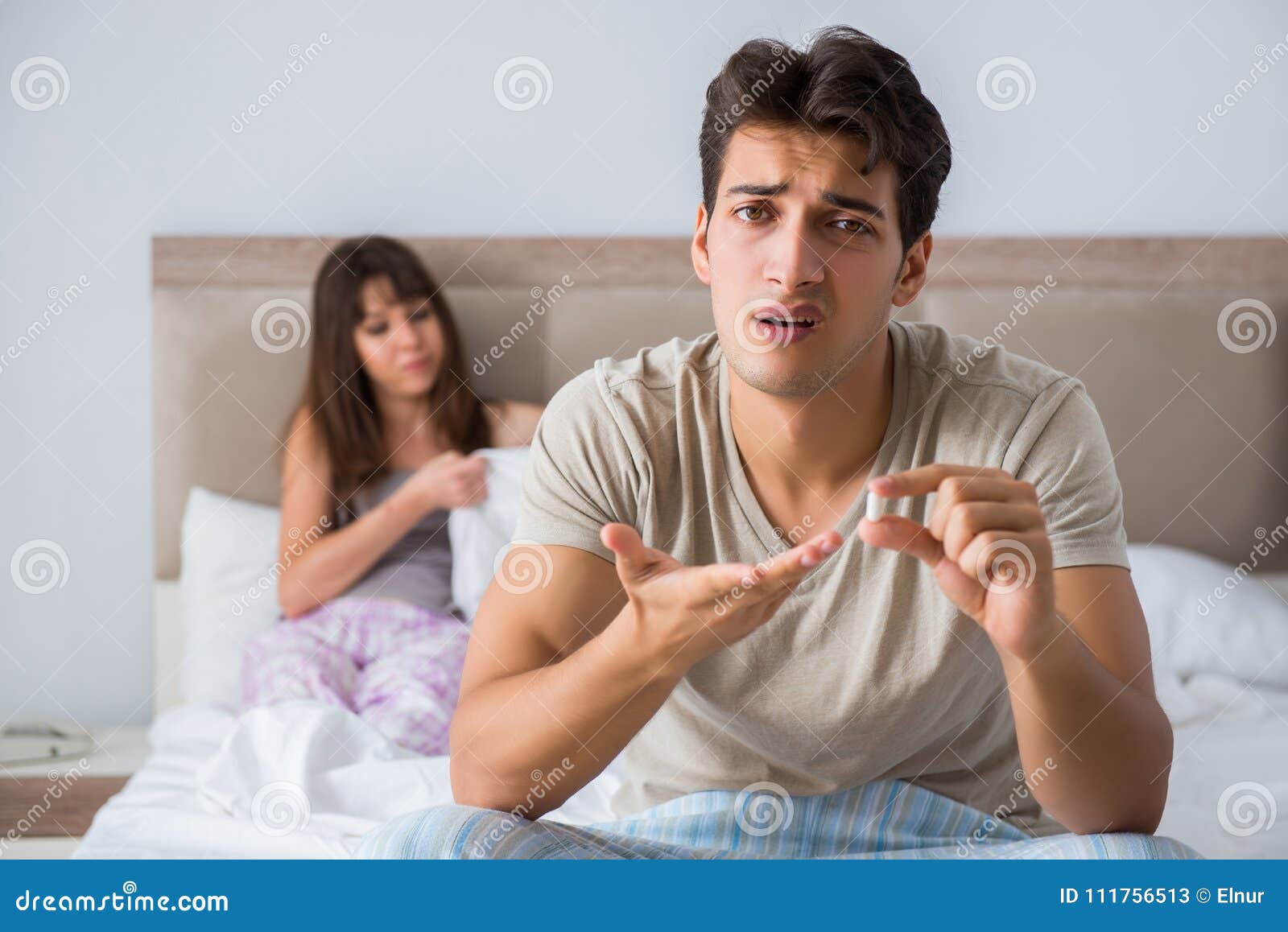 The Man Suffering from Impotency with Pill Stock Image - Image of ...