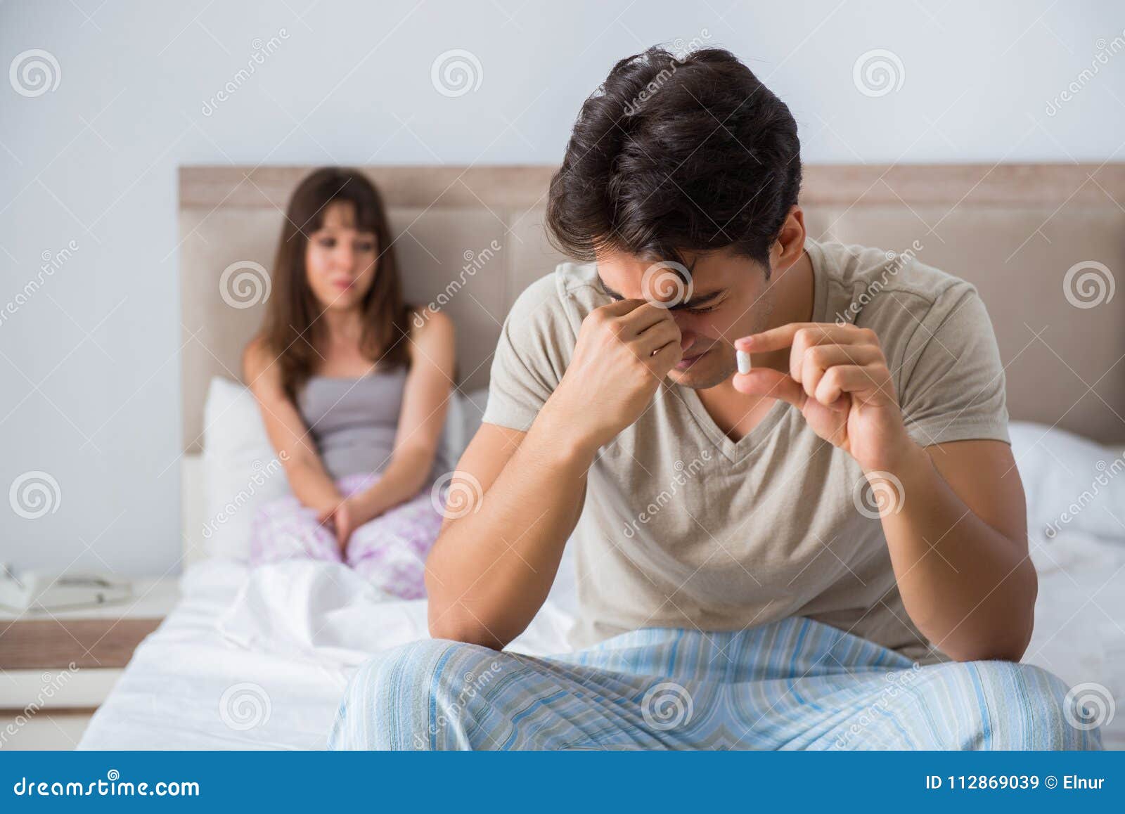 The Man Suffering from Impotency with Pill Stock Image - Image of ...