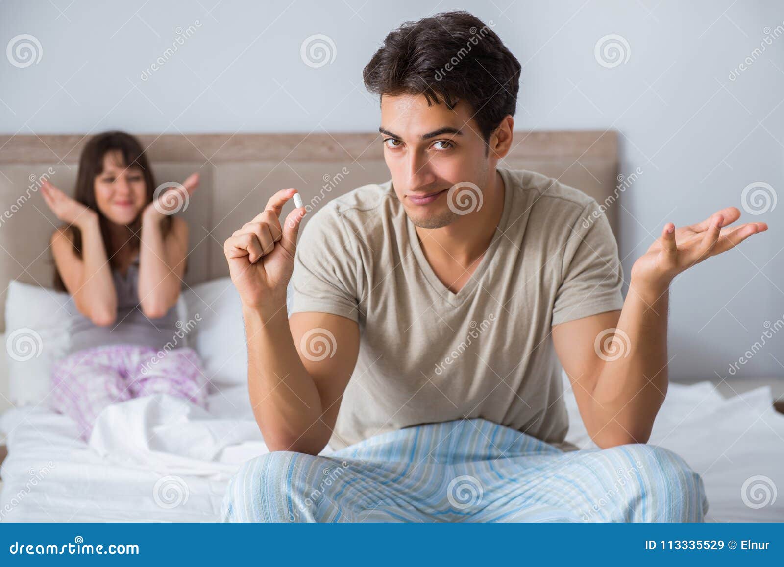 The Man Suffering from Impotency with Pill Stock Image - Image of ...