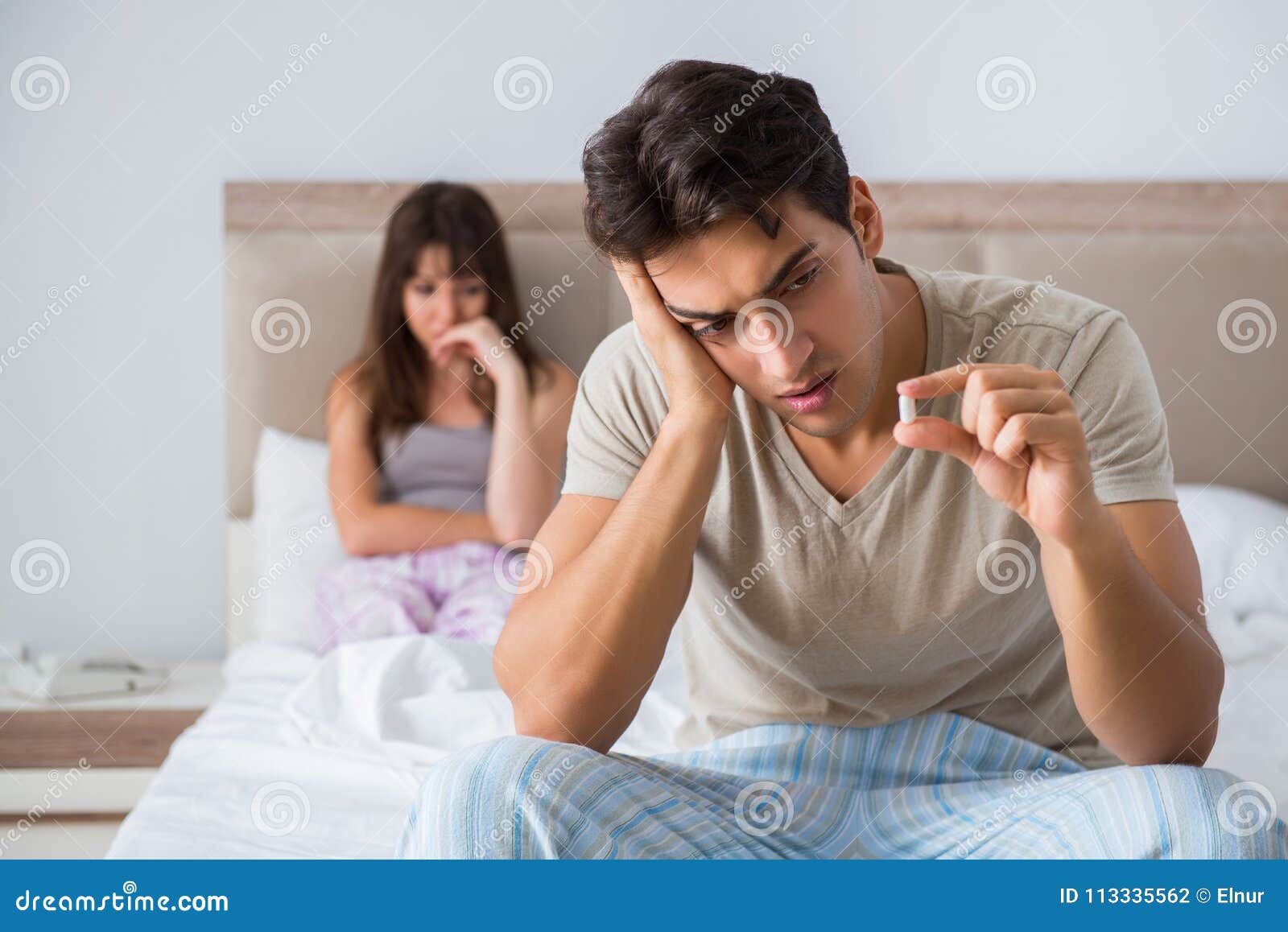 The Man Suffering from Impotency with Pill Stock Photo - Image of ...