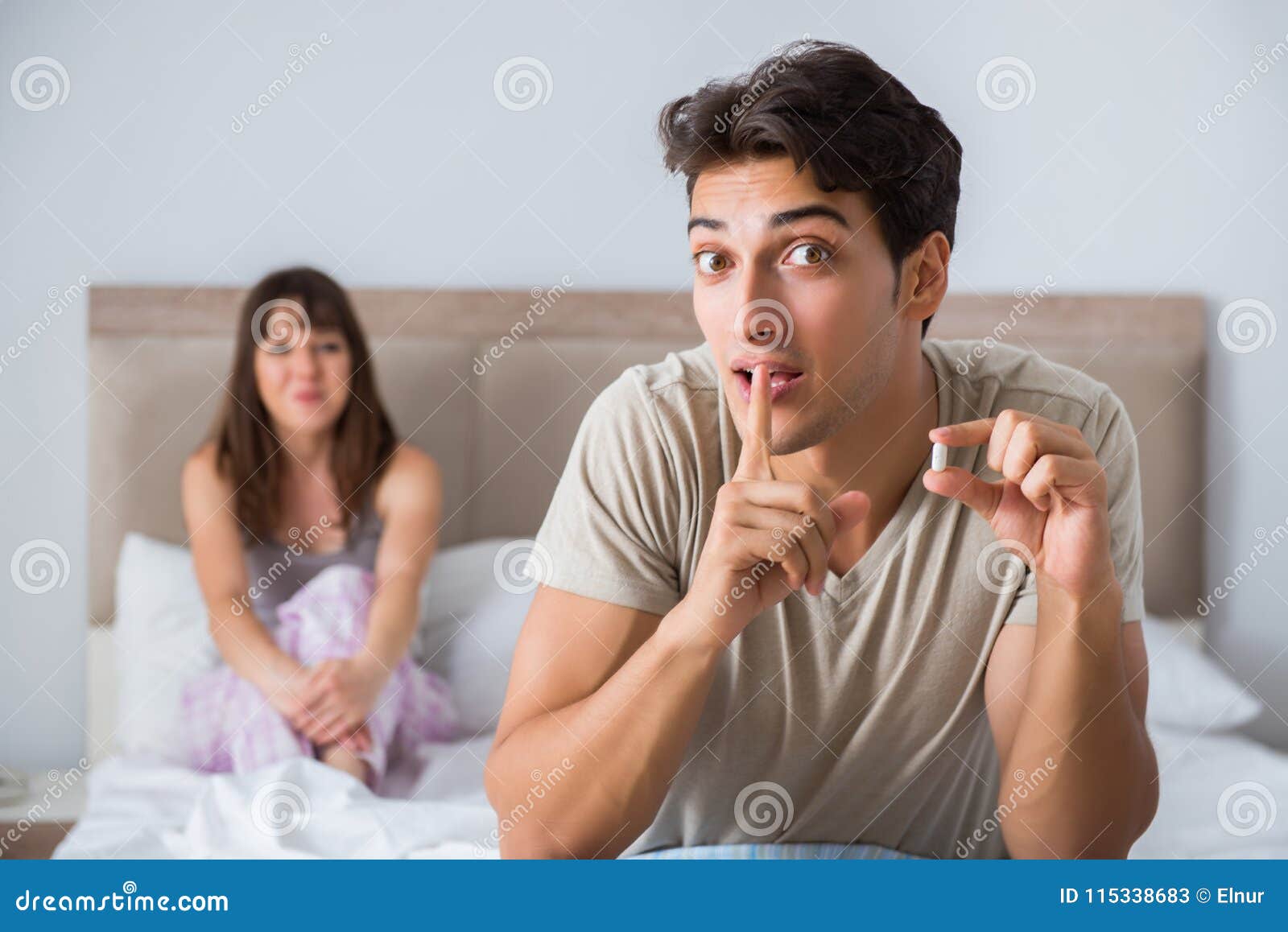 The Man Suffering from Impotency with Pill Stock Image - Image of lover ...